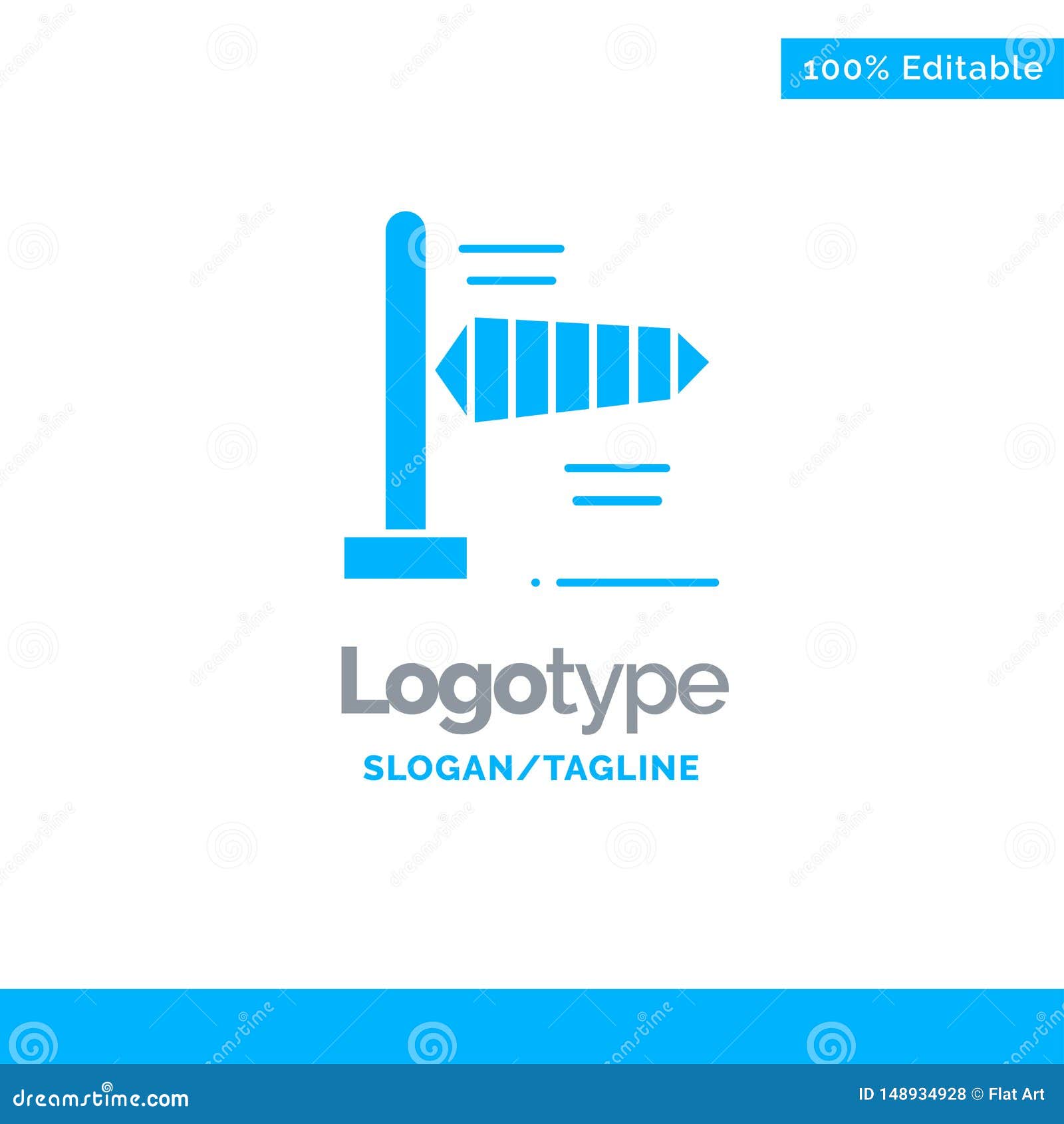 Air, Wind, Windy Blue Solid Logo Template. Place for Tagline Stock ...