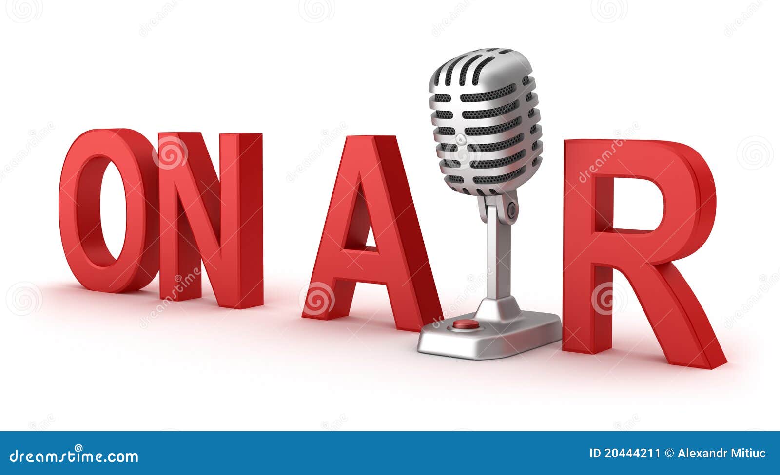 On Air word and microphone stock illustration. Illustration of silver ...