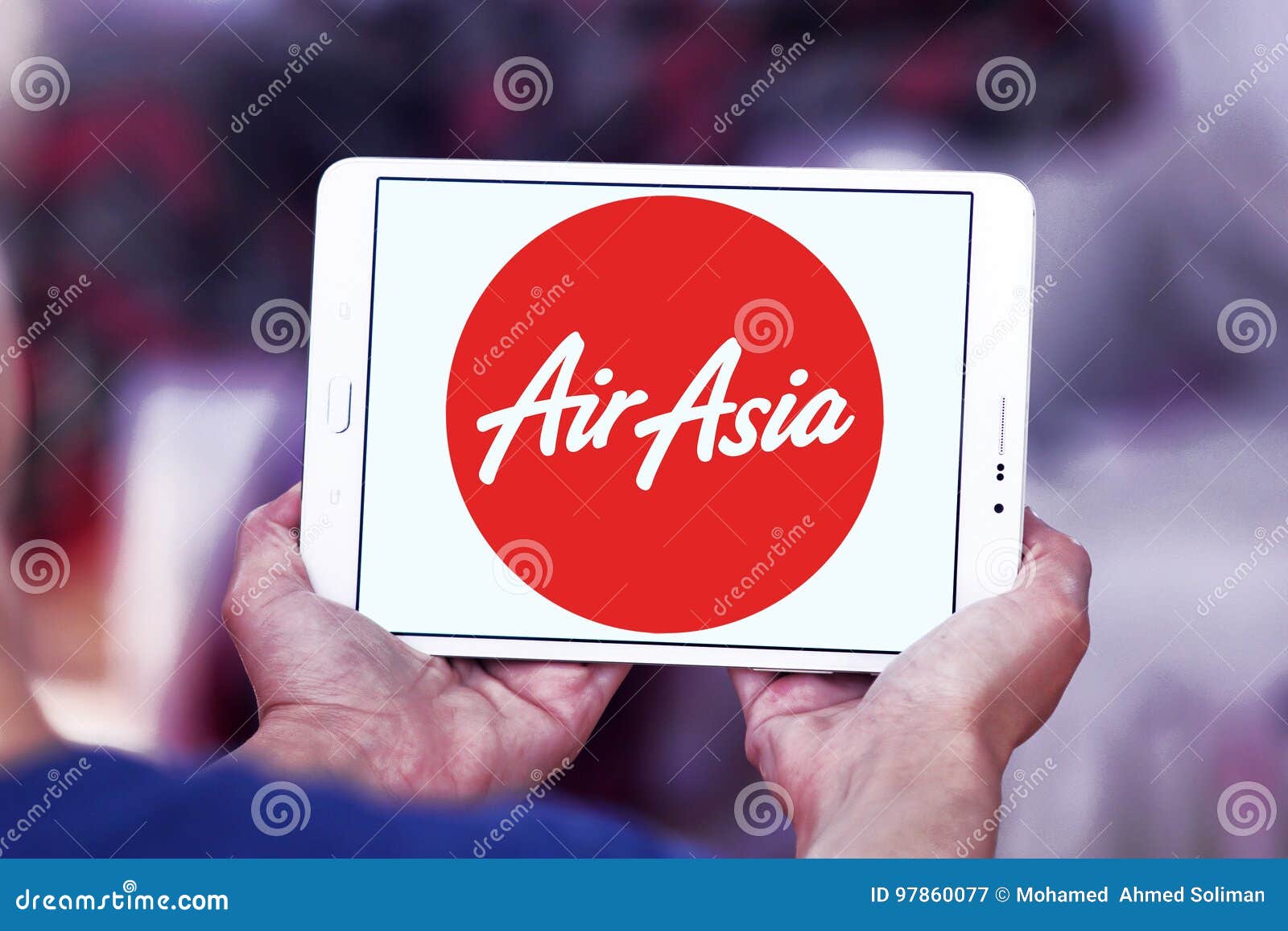 Airasia airlines logo editorial photography. Image of tablet - 97860077