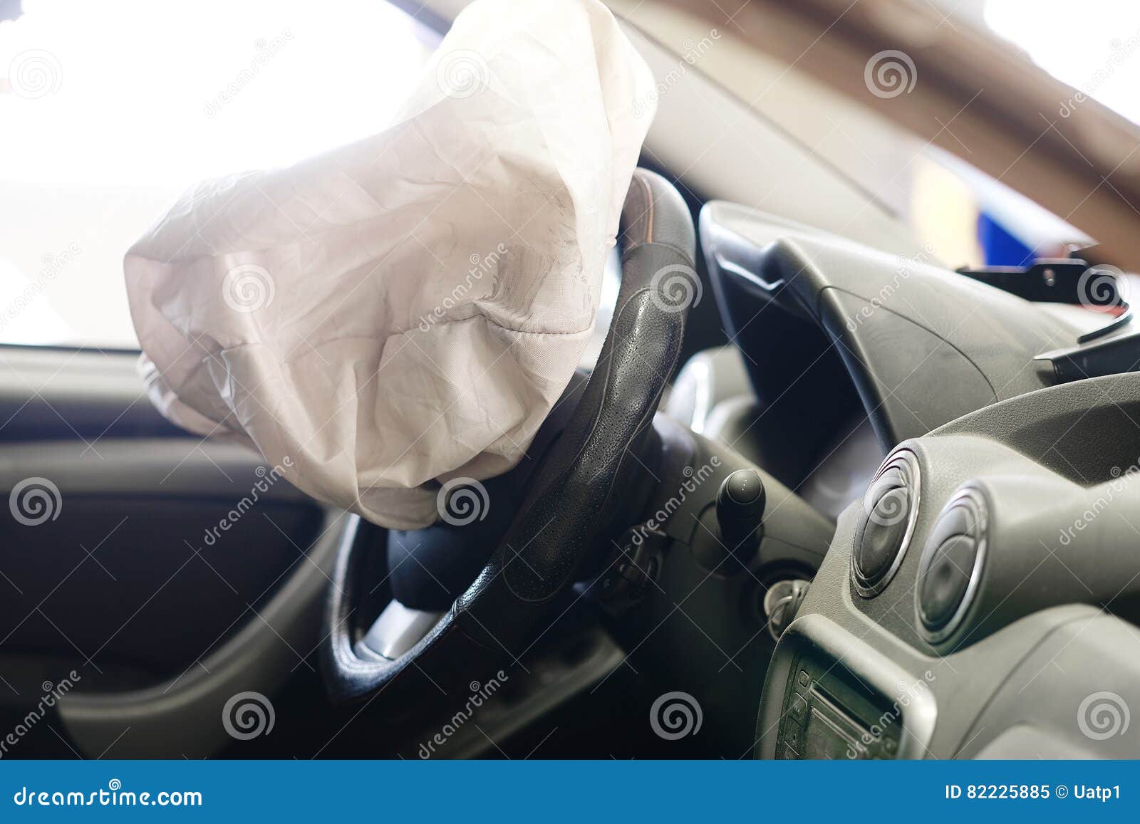 Airbag Exploded At Car Accident. Car Crash And Airbag Worked Well ...