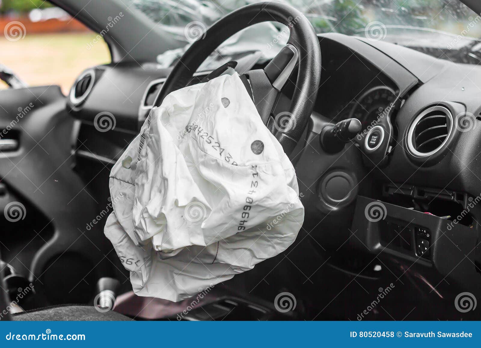 Airbag With Accident. Stock Photography | CartoonDealer.com #88464518