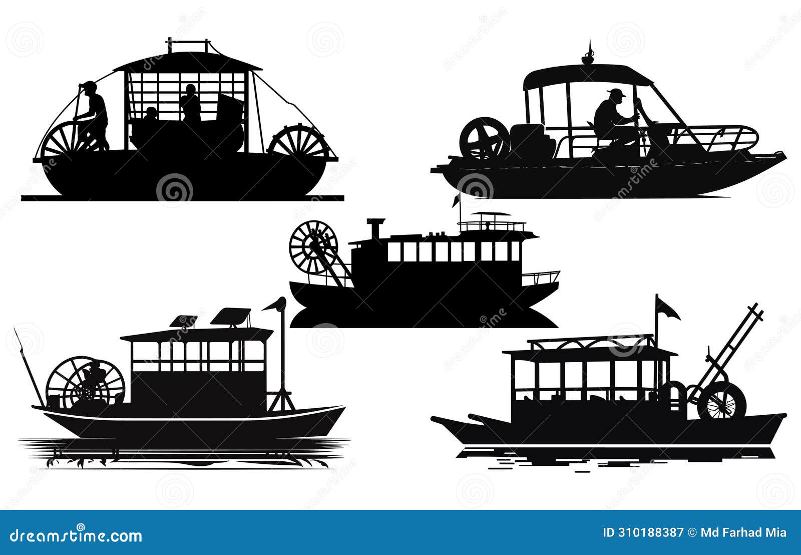 AirBoat Silhouette Collection, Airboat Adventures Vector Stock Vector ...