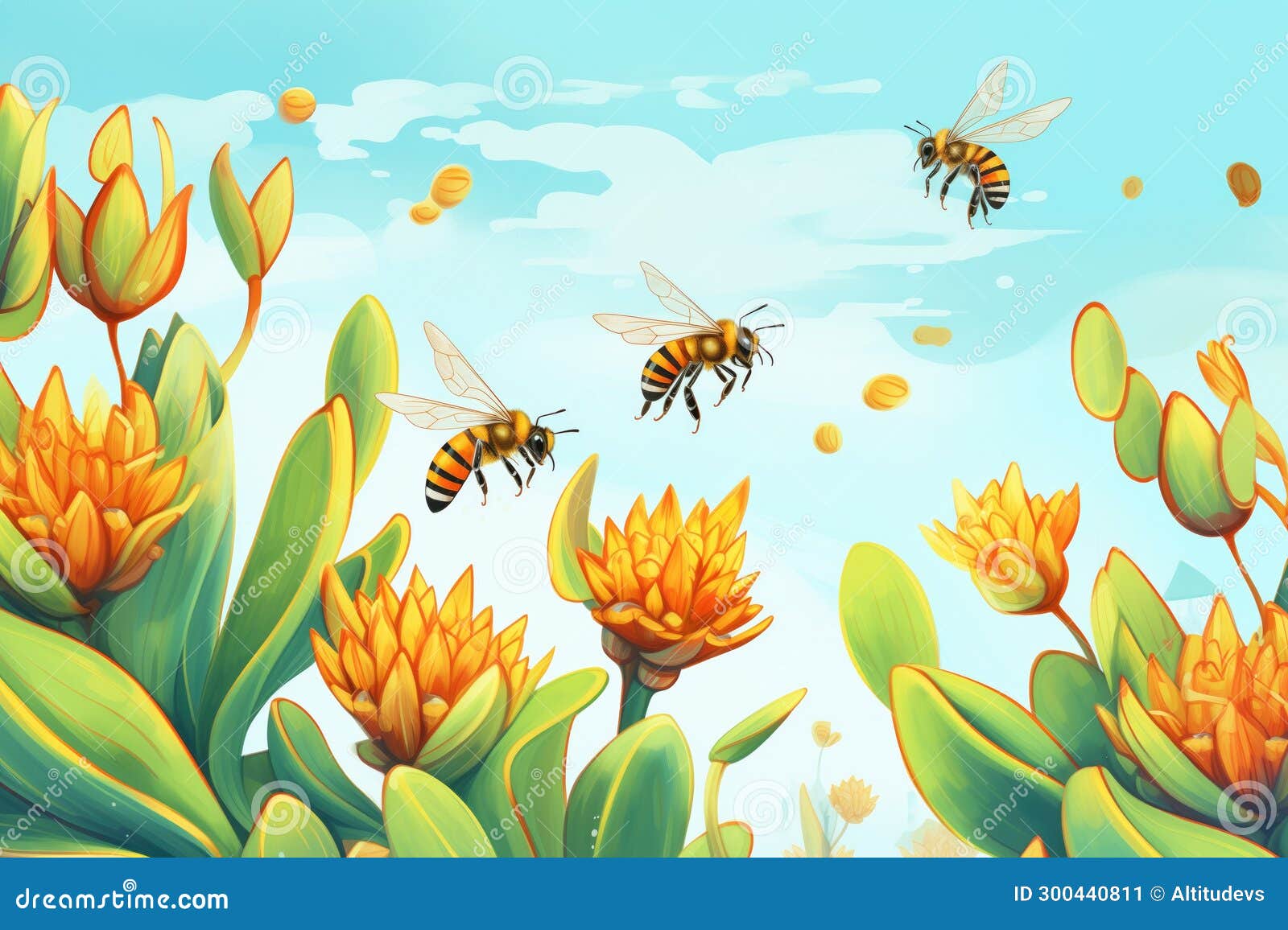 Airborne Succulent Plants with Bees Buzzing Around Stock Image - Image ...
