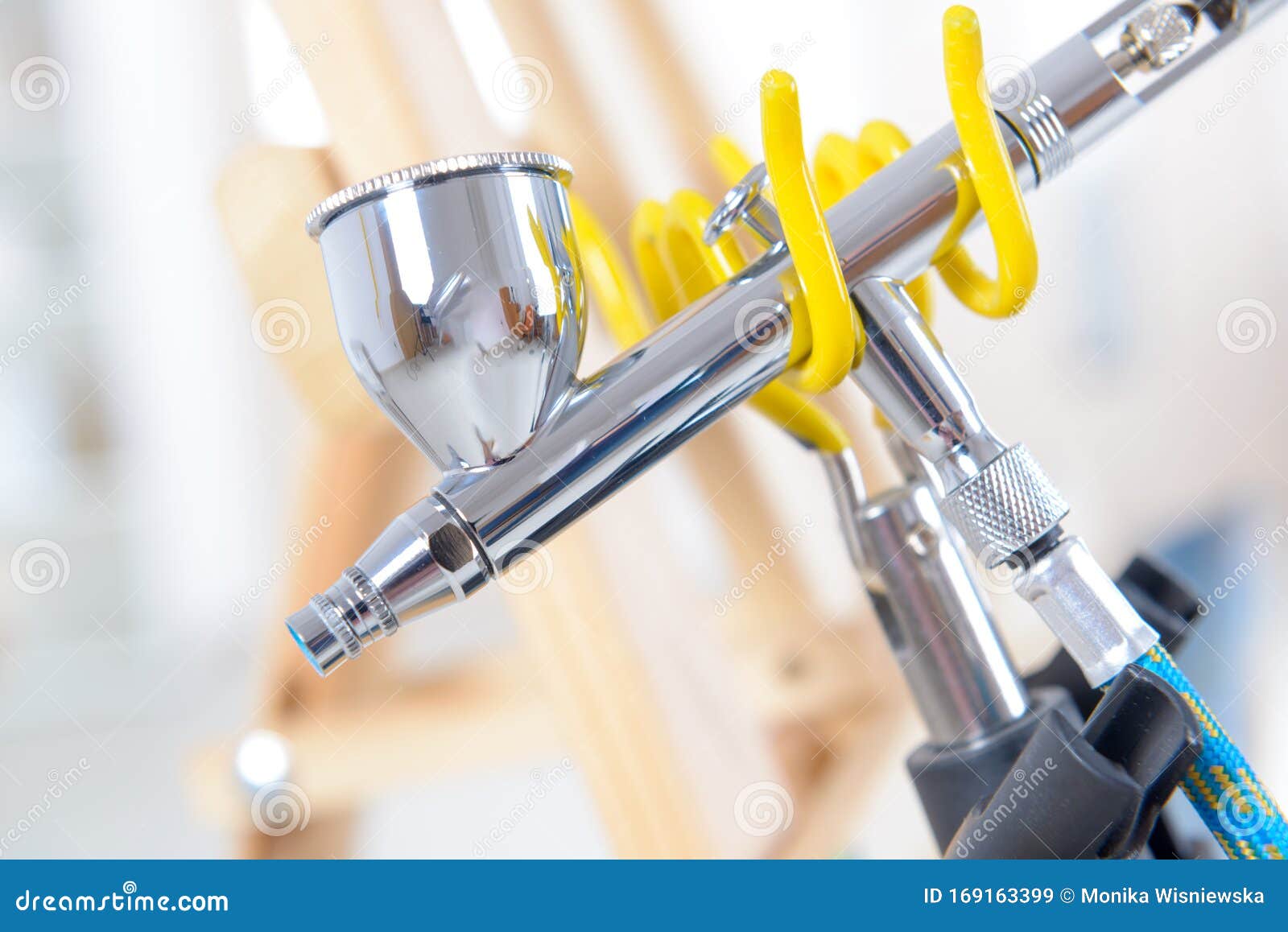 Airbrush on stand stock image. Image of metal, professional - 169163399