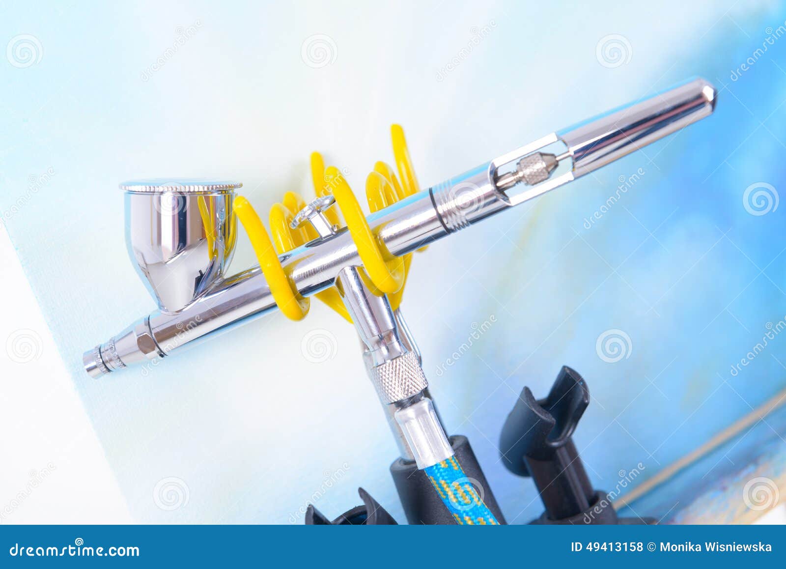 Airbrush on stand stock photo. Image of spray, silver - 49413158