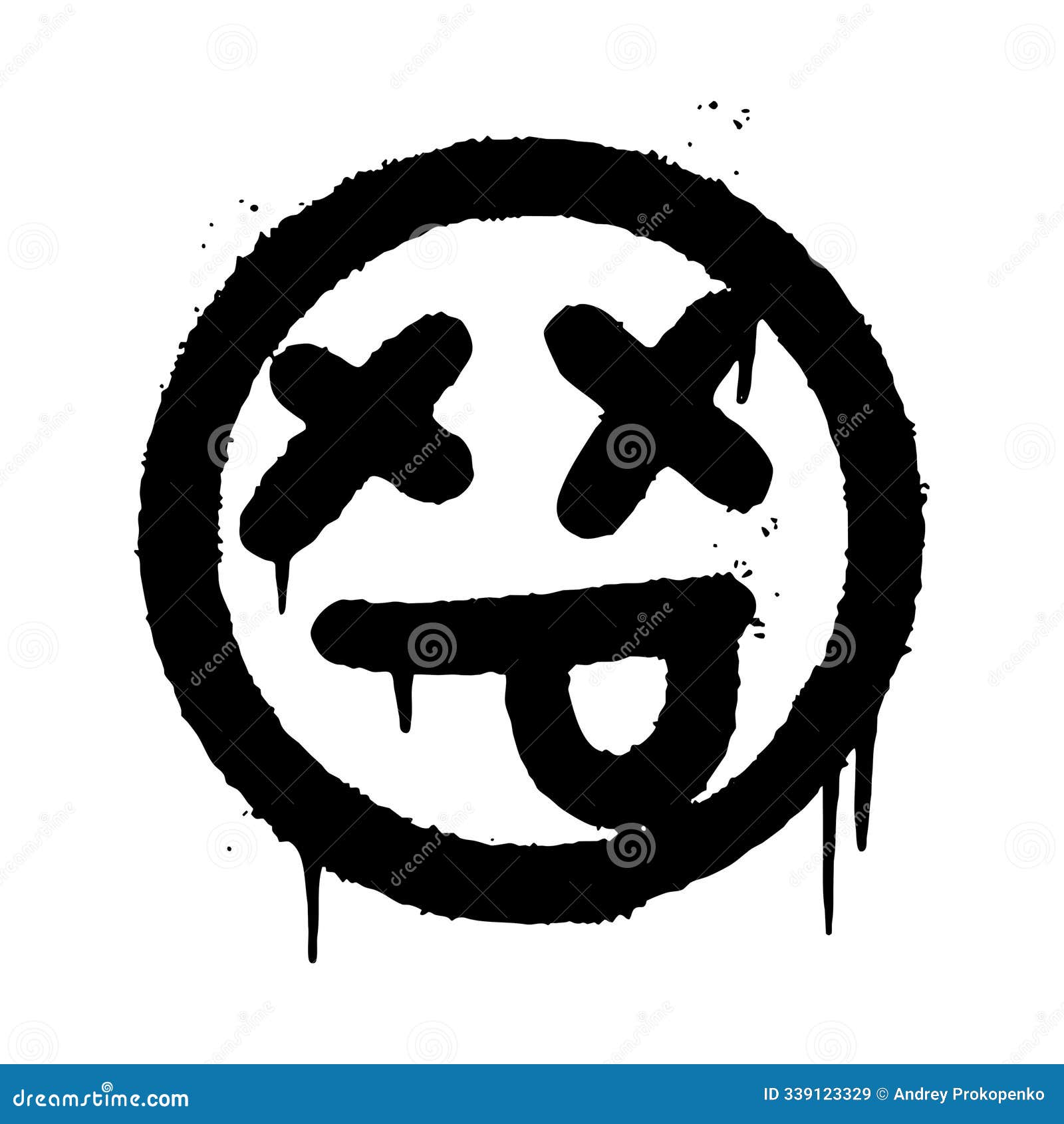 Airbrushed Grunge Dead Emoticon. Dead Smile Stock Vector - Illustration ...
