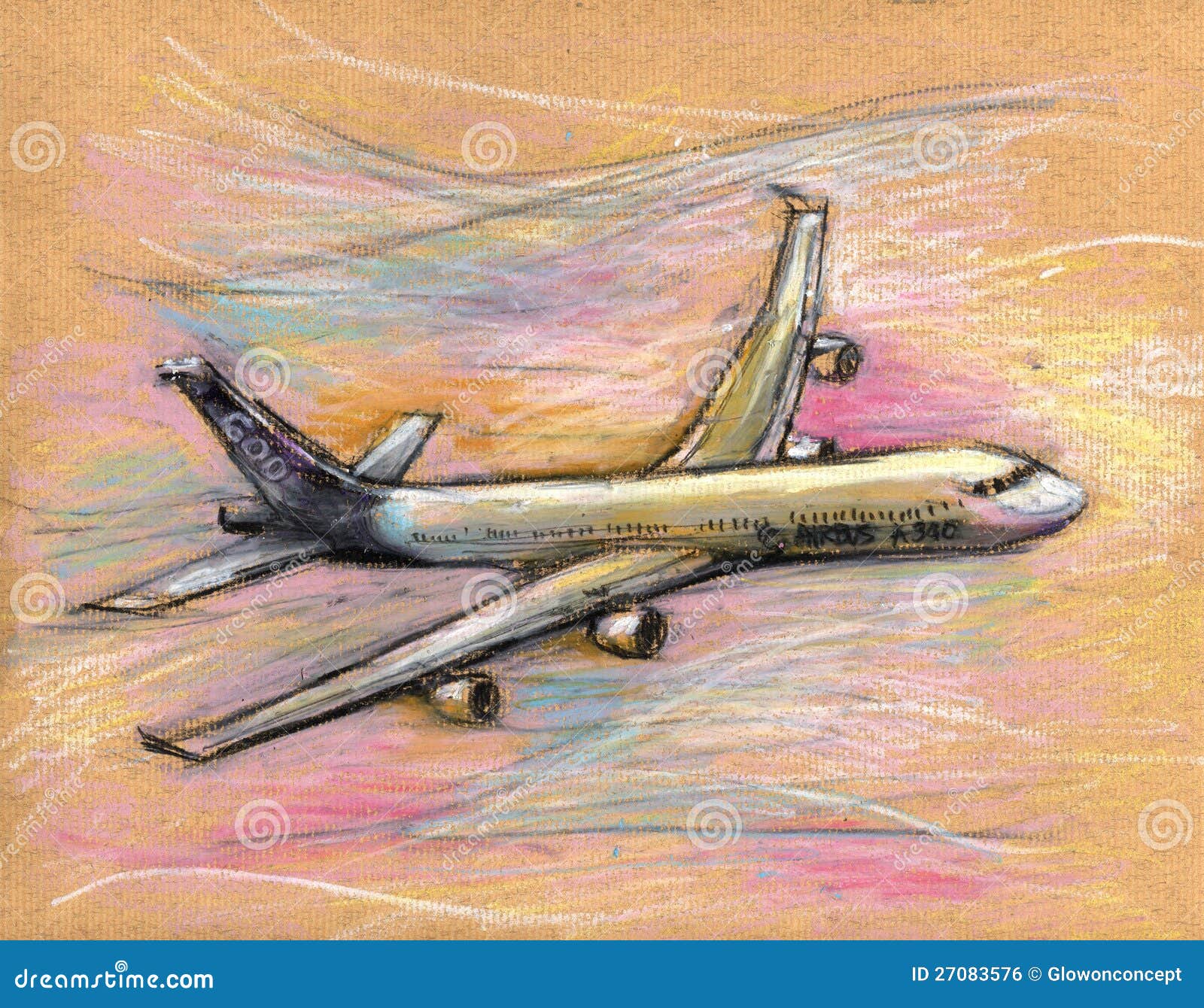 Airbus A340 Plane Illustration Drawing Royalty Free Stock Image - Image ...