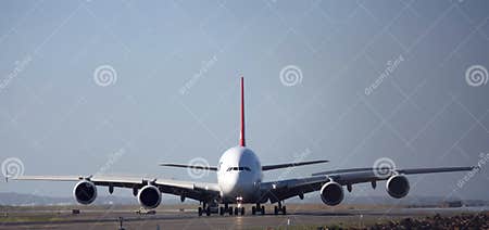 Airbus A380 Front View on Runway Stock Image - Image of a380, size: 8000547