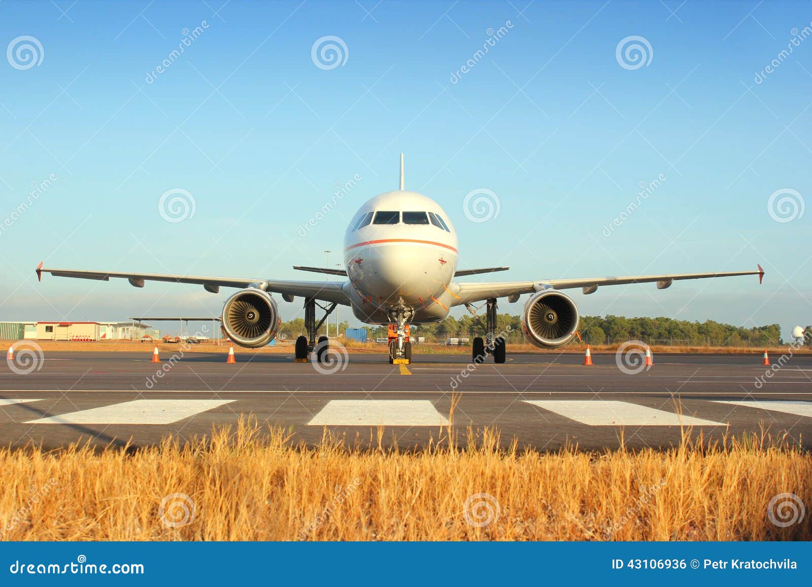 Airbus A320 Airplane Silhouette At Sunset , On Runway Side View Royalty ...