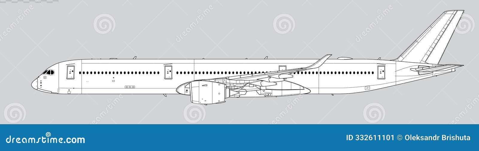 Airbus A350-1000. Vector Drawing of Long-range, Passenger Jet Airliner ...