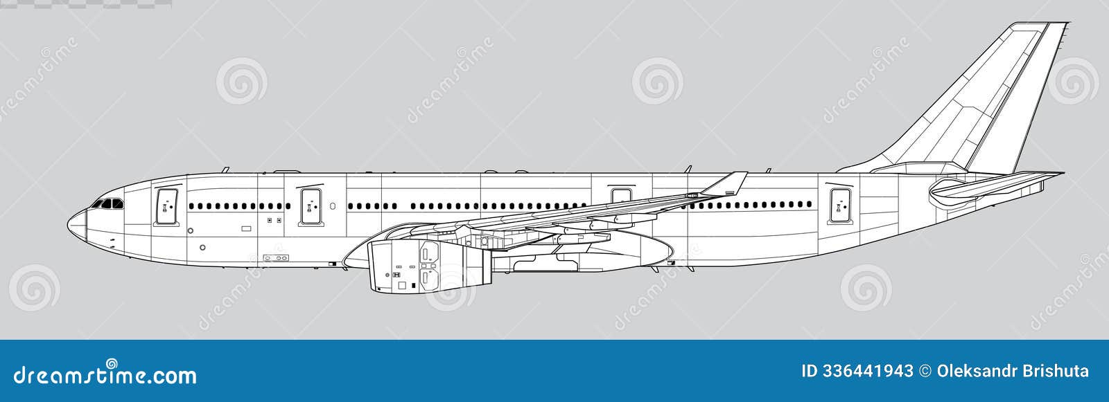 Airbus A330-200. Vector Drawing of Long-range Passenger Jet Airliner ...
