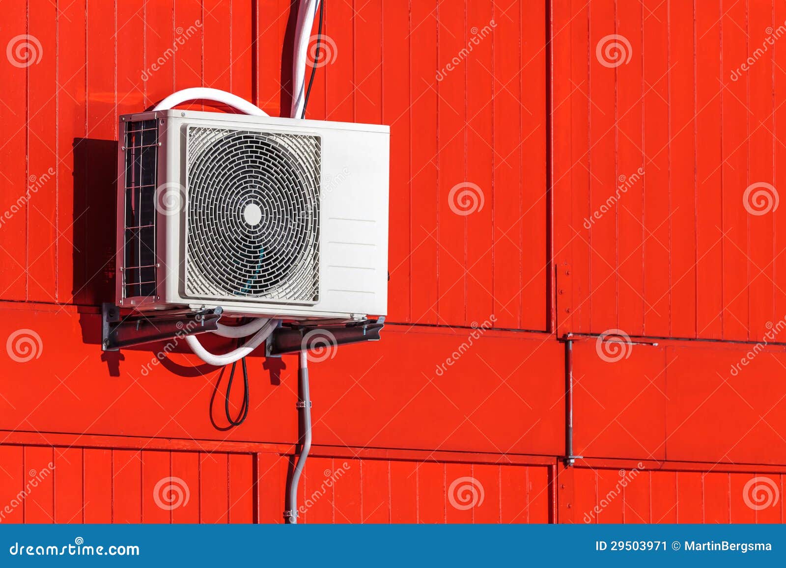 Airconditioning Unit on a Red Wall Stock Image - Image of house, cold ...