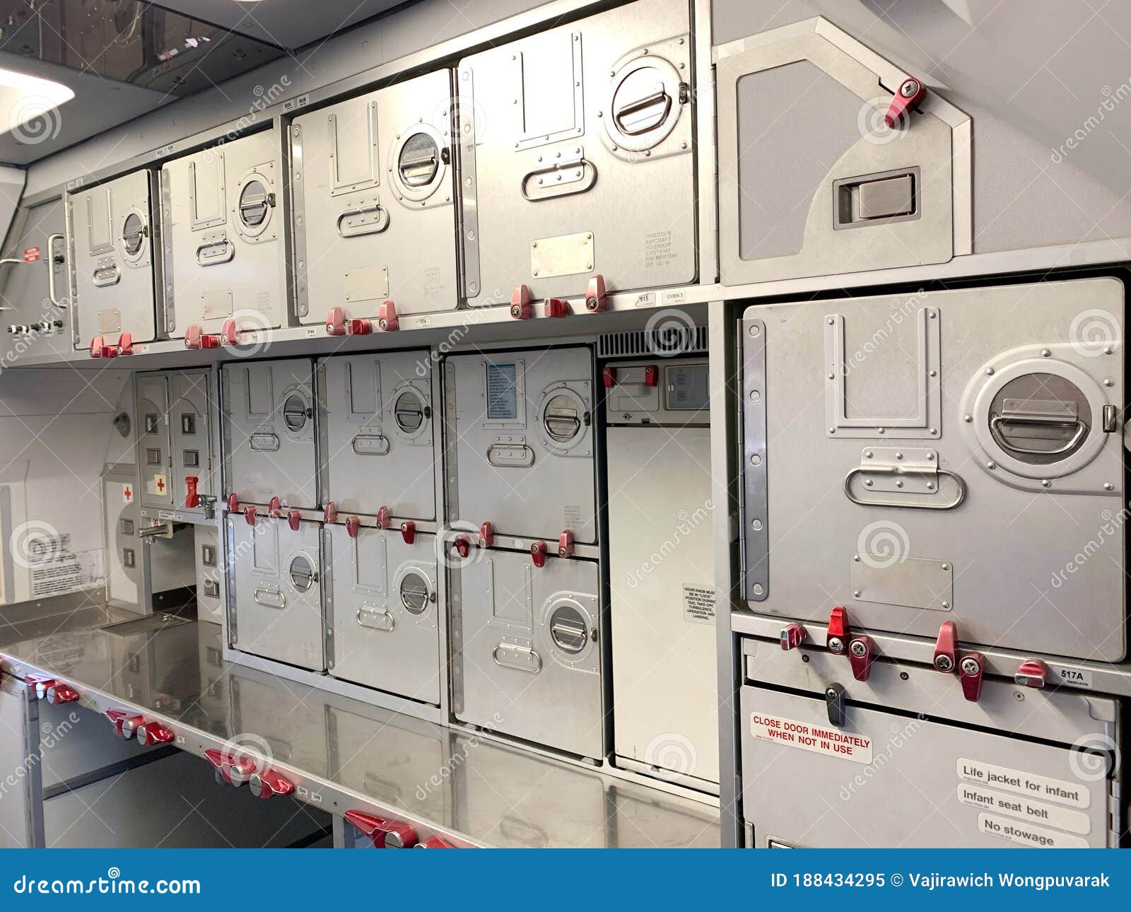 Aircraft Aft Galley With Full Of Storage Unit. The Picture Show How It ...