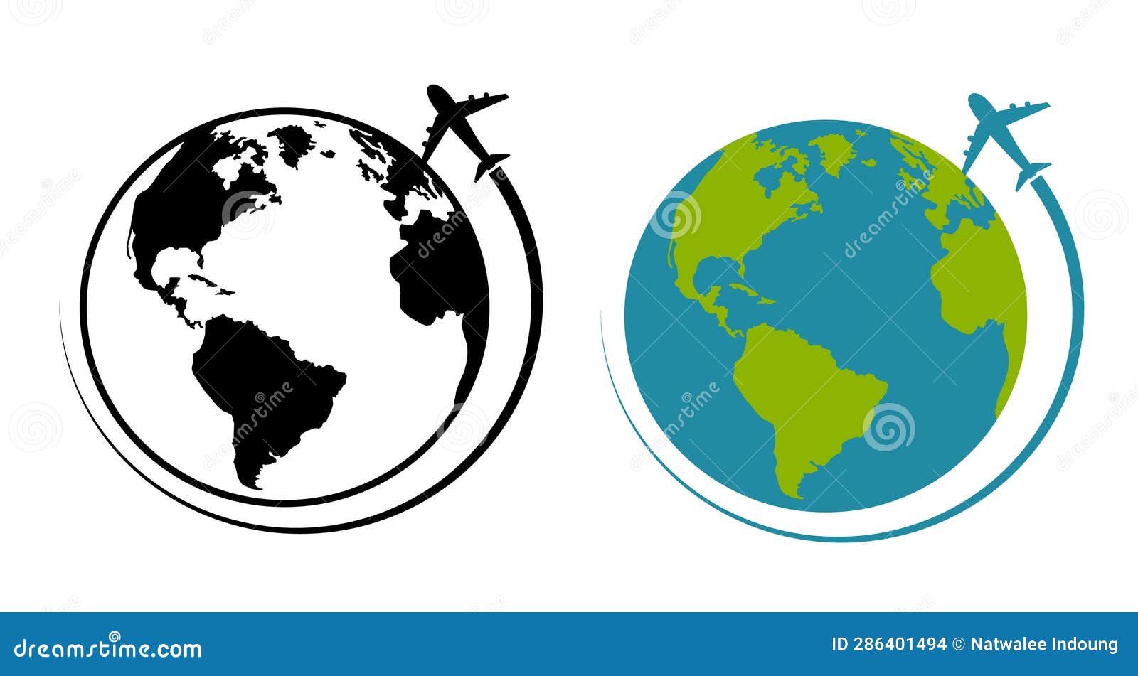 Aircraft Around the World Sign, Symbol Stock Illustration ...