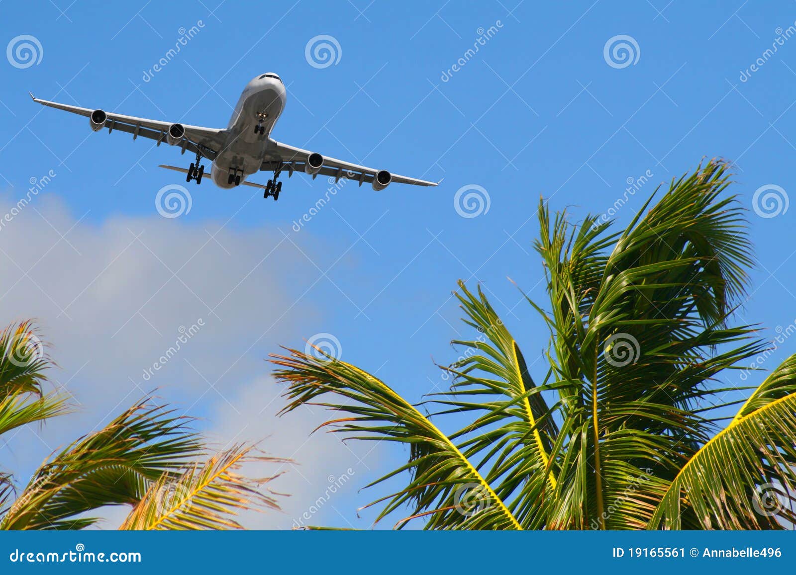 Aircraft Arriving To Destination Stock Image - Image of ocean, tropical ...