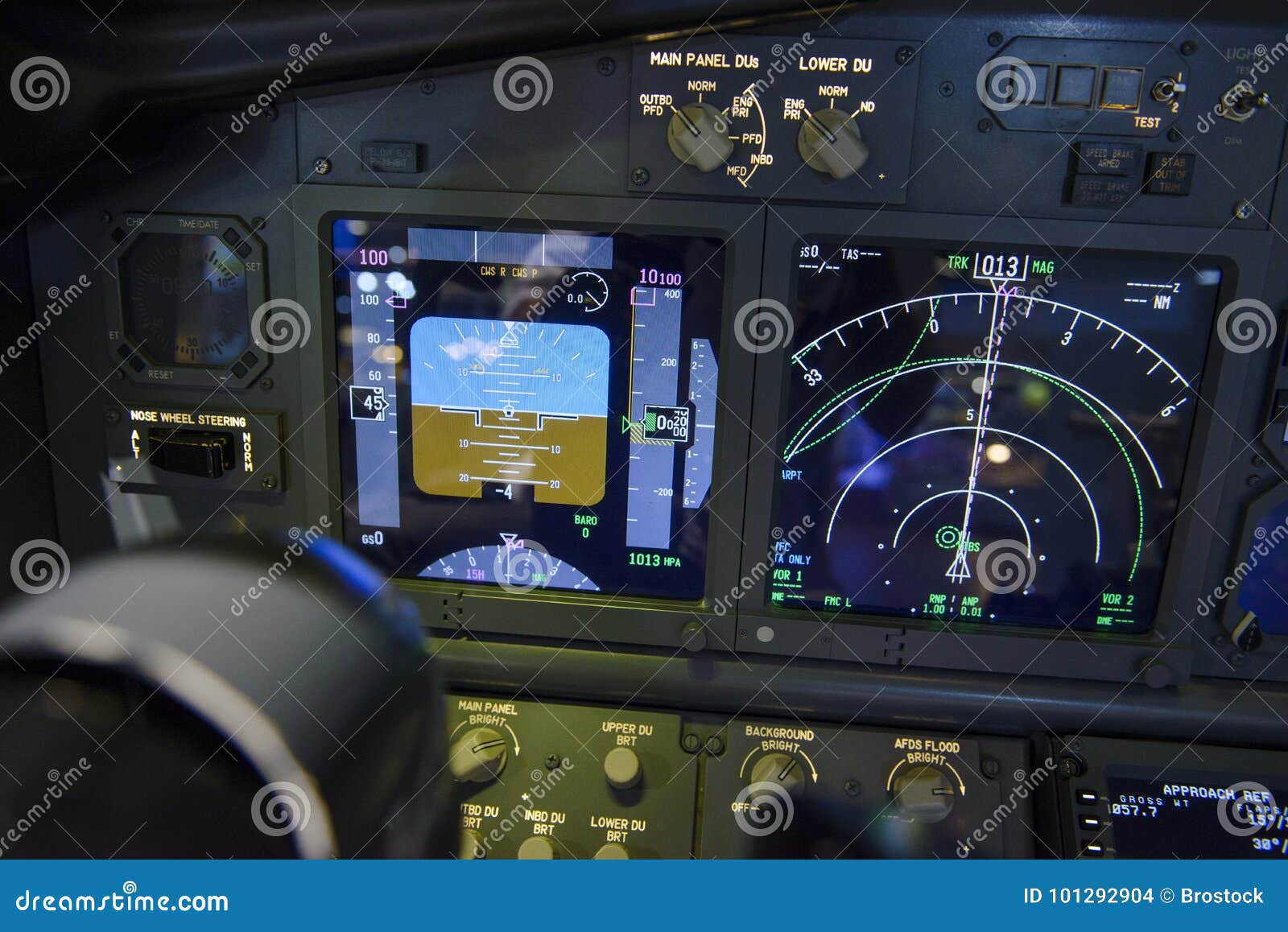 Aircraft Attitude Indicator Display Panel and Navigation Display Stock ...