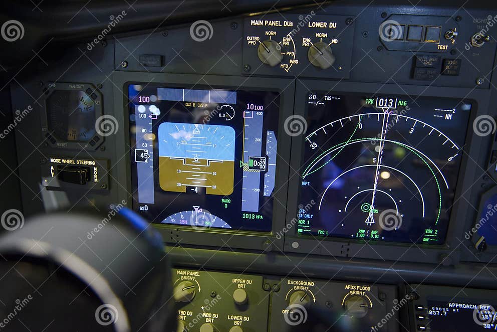 Aircraft Attitude Indicator Display Panel and Navigation Display Stock ...