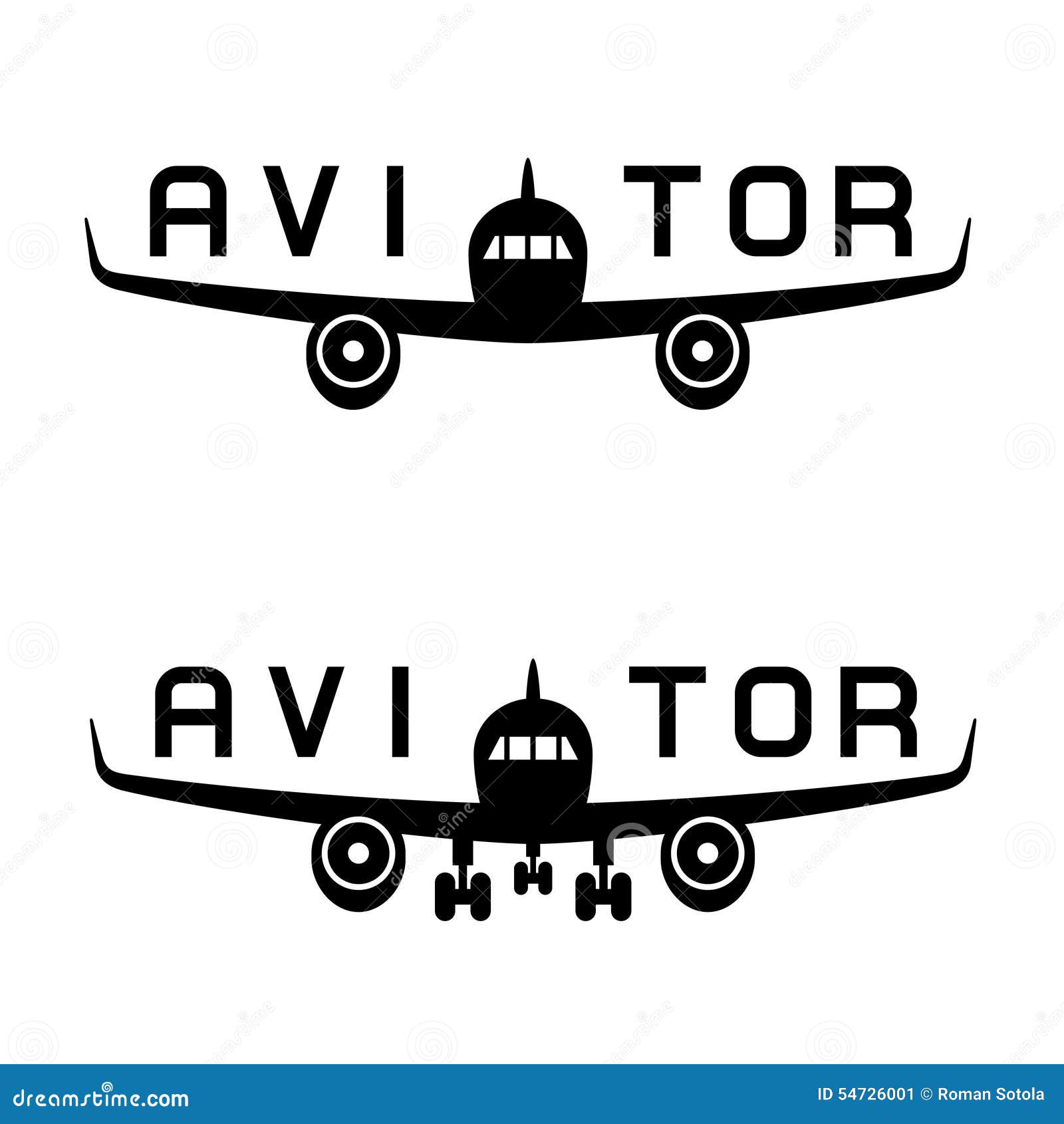 Aircraft Aviator Inscription Black Icon Stock Vector - Illustration of ...