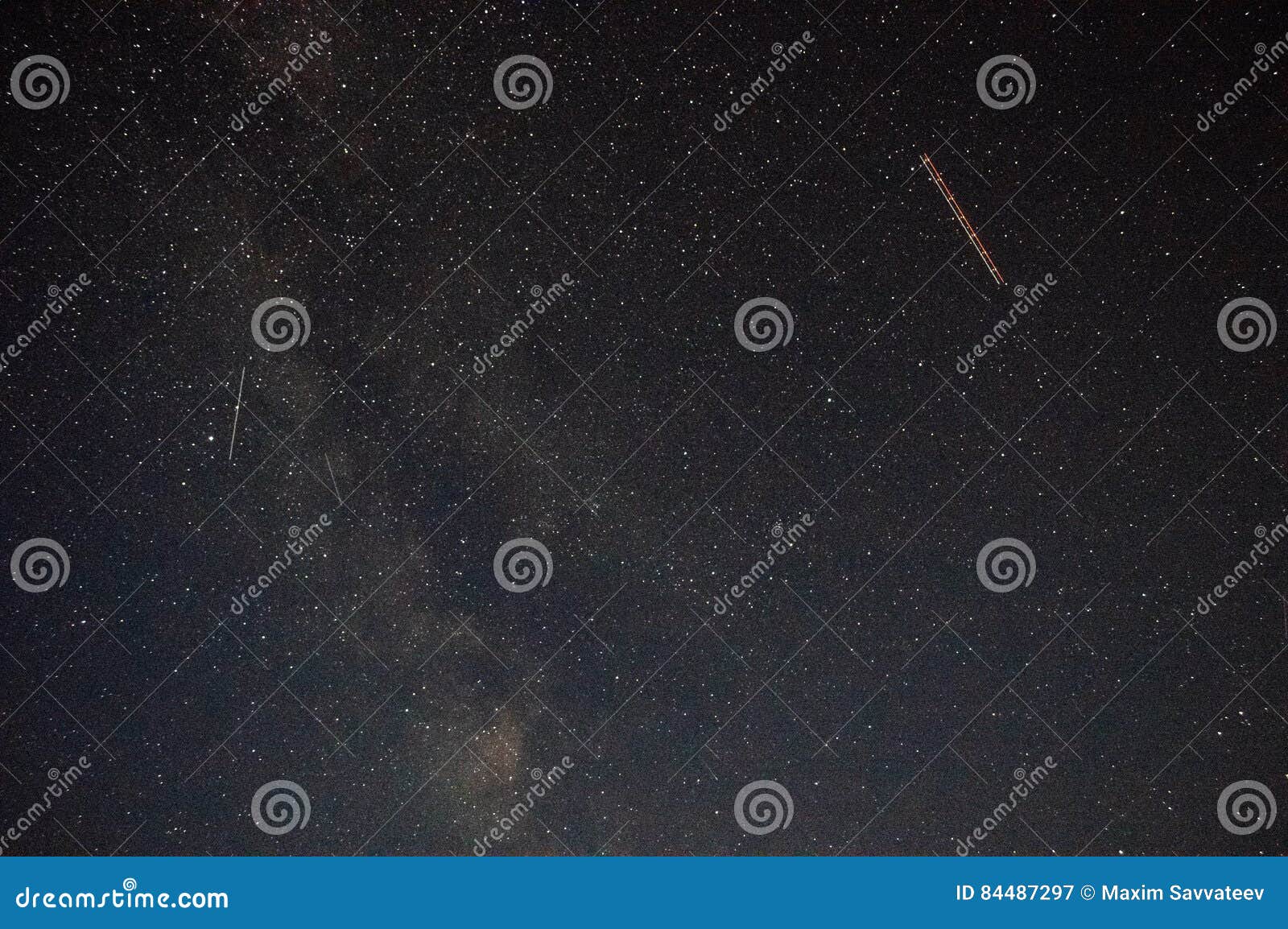 Aircraft on the Background of the Milky Way Stock Image - Image of ...