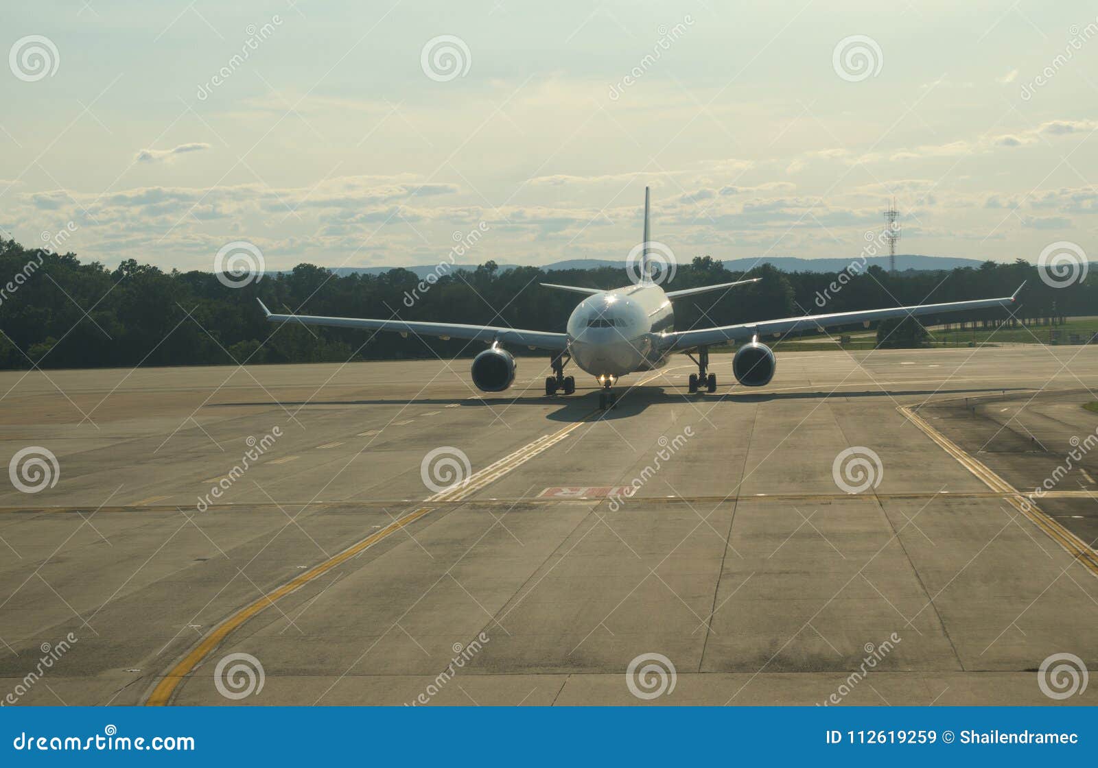 Aircraft at Runway for Takeoff Stock Image - Image of airstrip, clouds ...