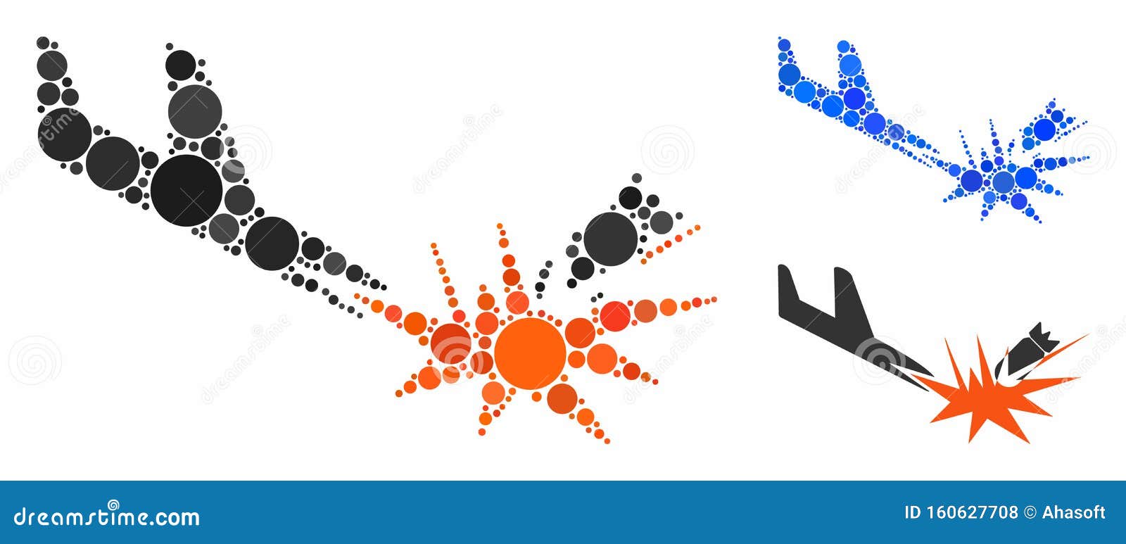 Aircraft Bomb Explosion Composition Icon of Spheric Items Stock Vector ...