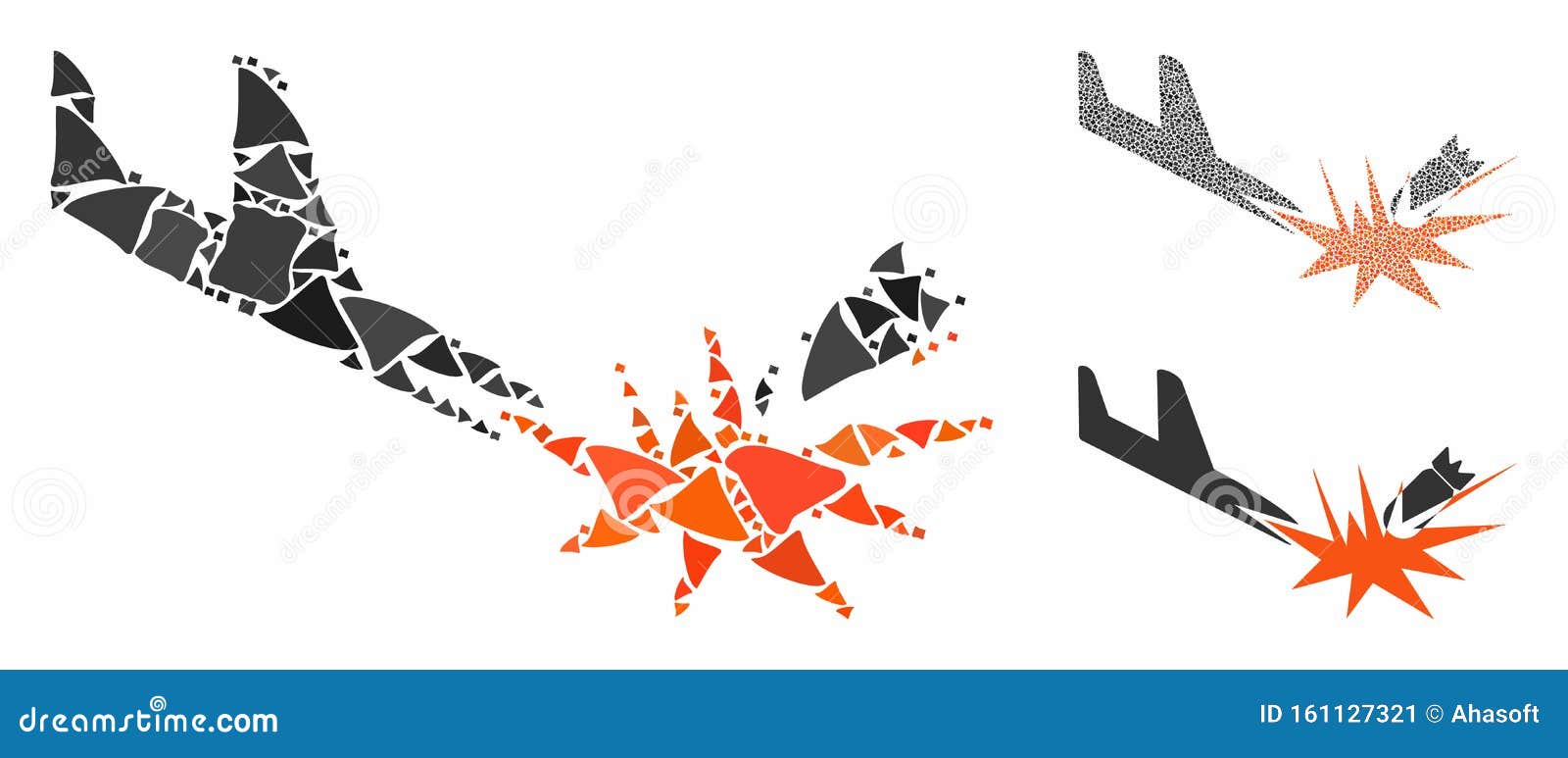Aircraft Bomb Explosion Composition Icon of Humpy Elements Stock Vector ...