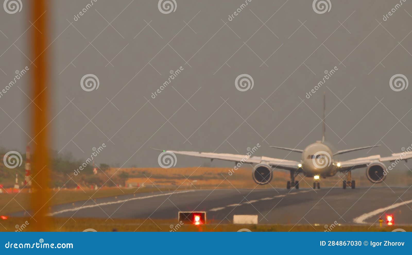 Aircraft Braking after Landing, Front View Stock Footage - Video of ...