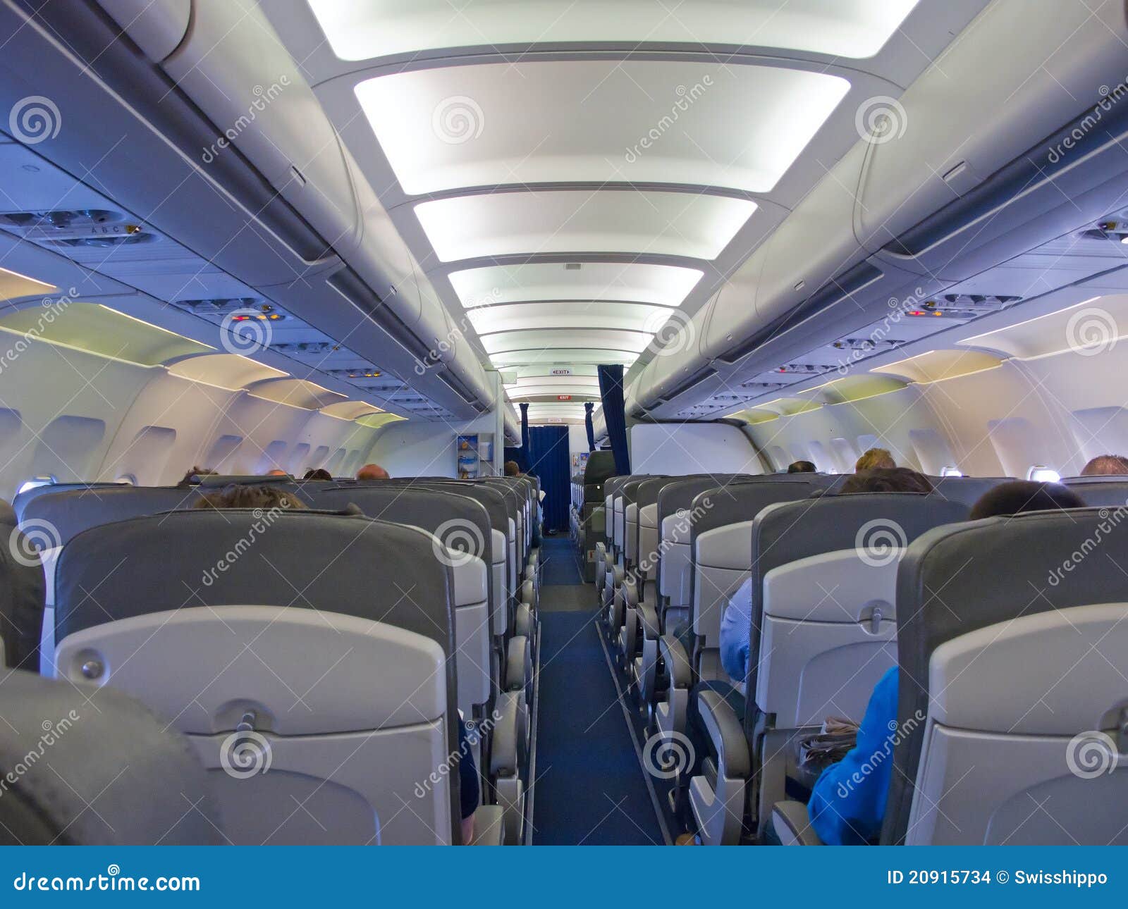 Aircraft cabin stock photo. Image of blue, board, class - 20915734
