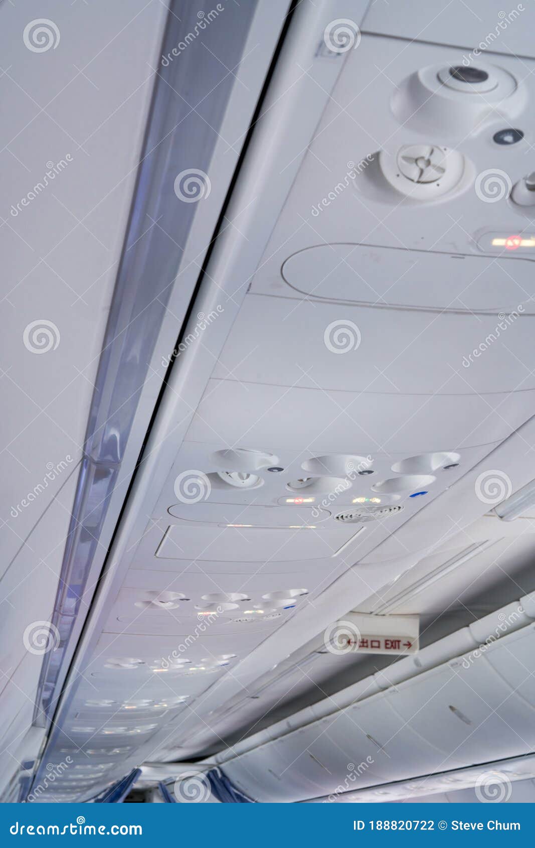 Aircraft Cabin Ceiling and Console Stock Photo - Image of indoor ...