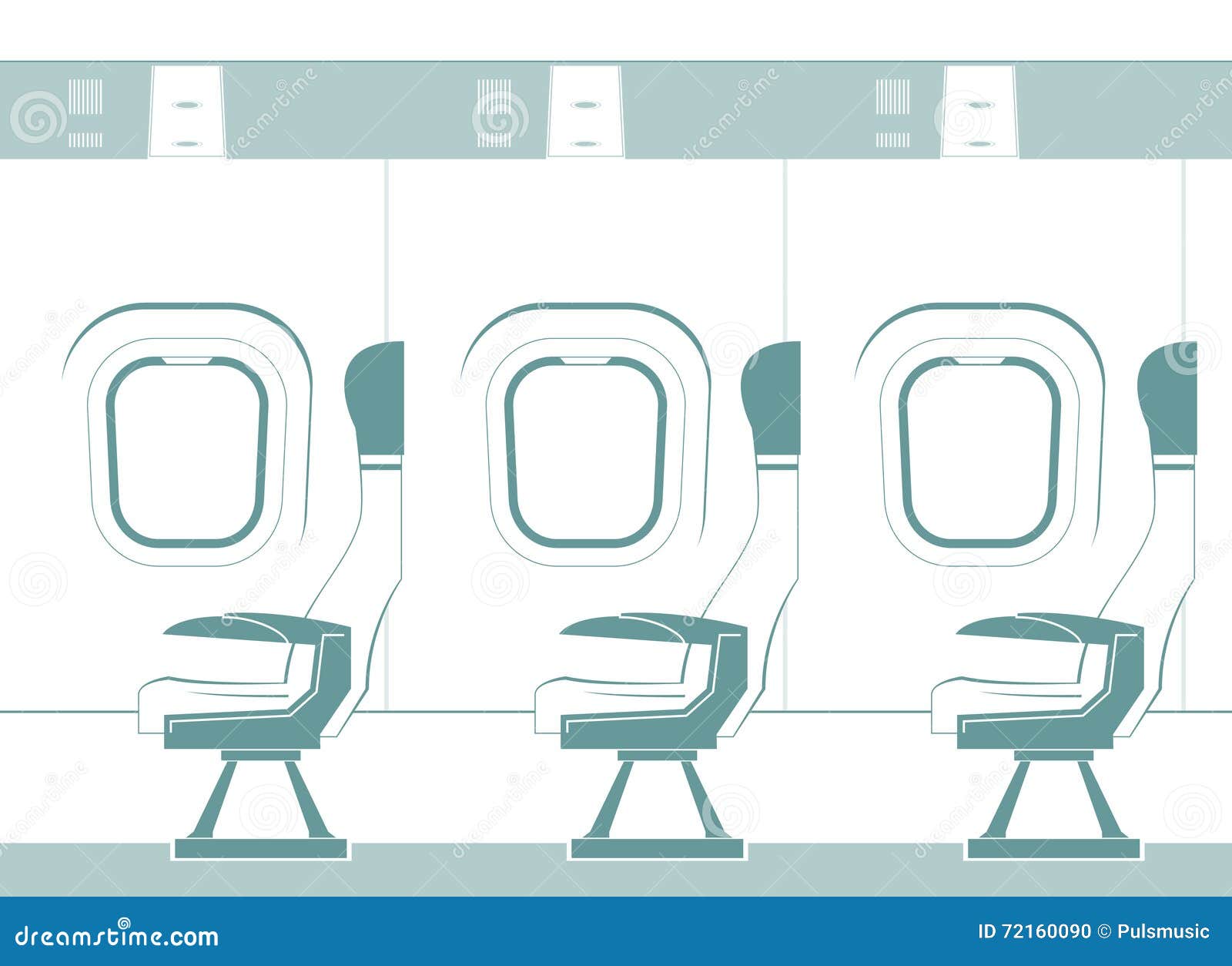 Aircraft Cabin With Portholes And Seats Cartoon Vector | CartoonDealer ...