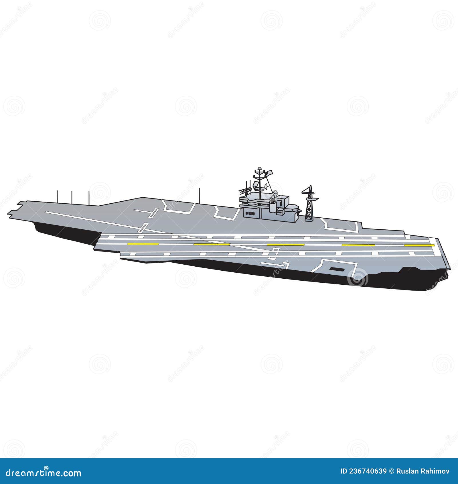 Aircraft Carrier Vector Illustration Isolated on a White Background in ...