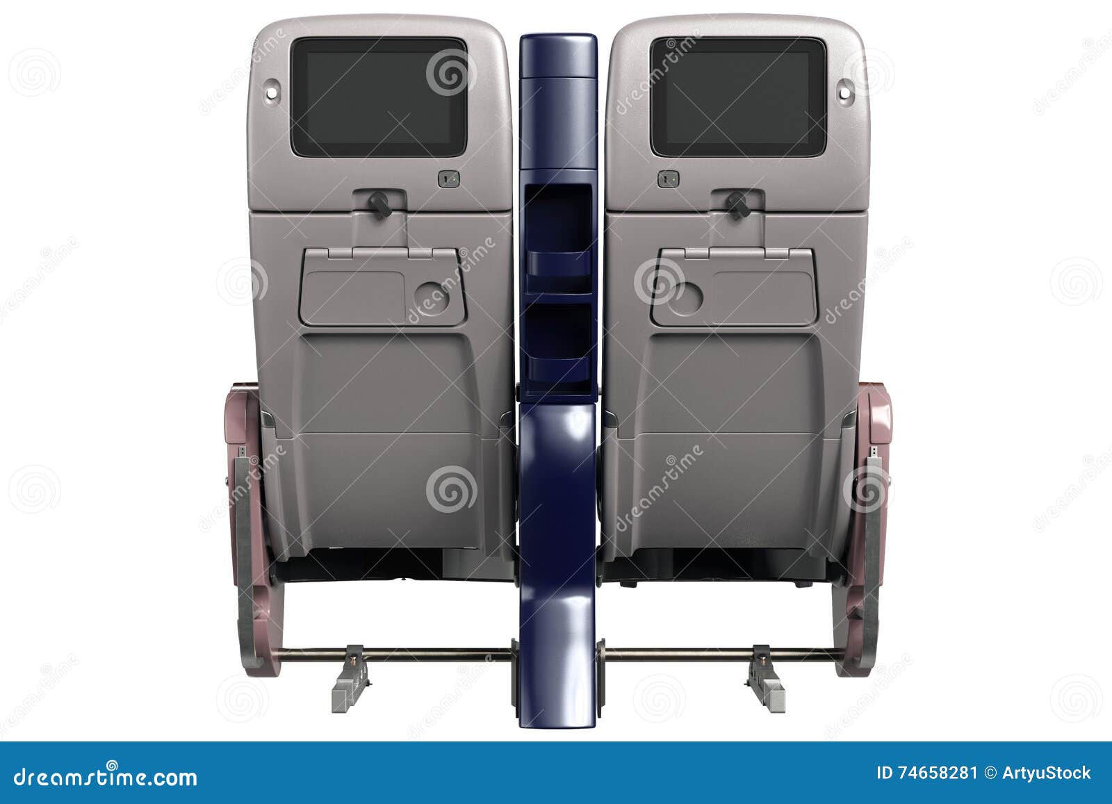 Aircraft Chairs with Screen, Back View Stock Illustration ...