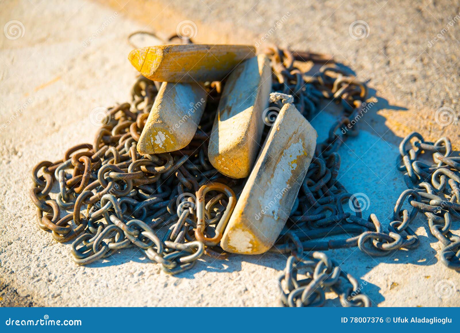 Aircraft Chocks and Chains on the Landing Field. Stock Photo - Image of ...