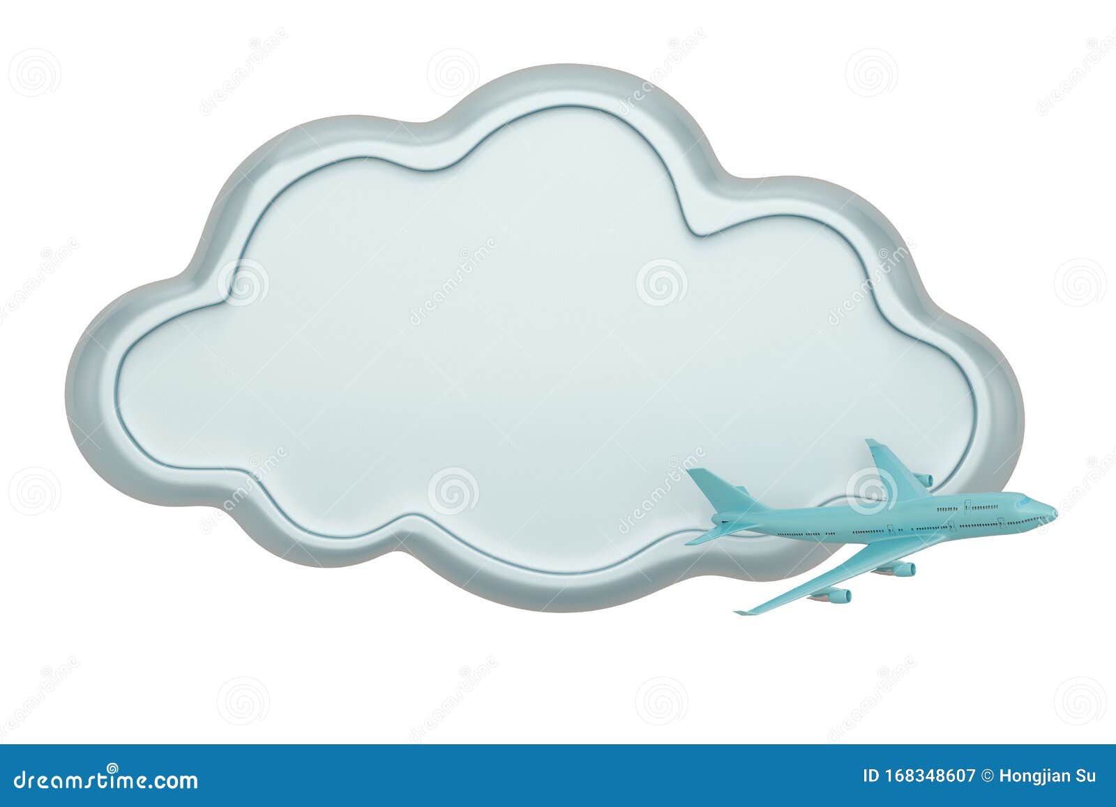 Aircraft and Cloud Symbol Isolated on White Background. 3d Illustration ...
