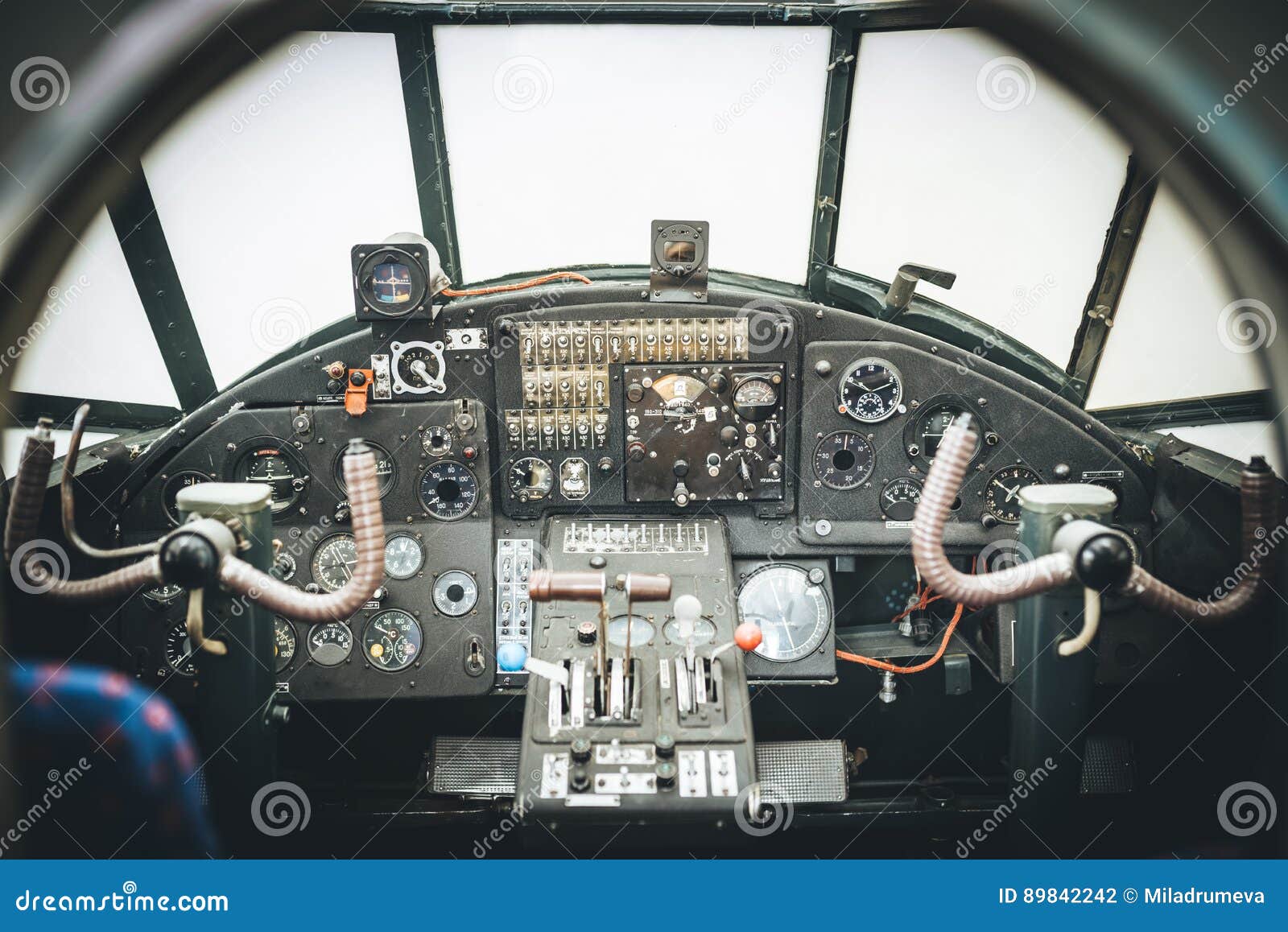 Aircraft Cockpit. Control Panel of an Aircraf Stock Photo - Image of ...
