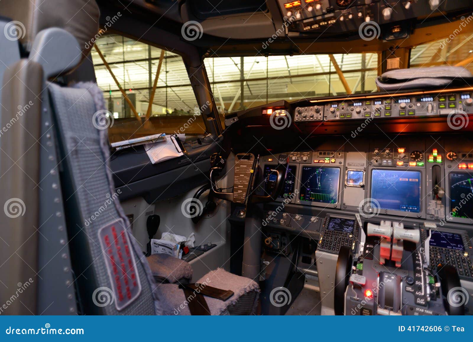 Aircraft cockpit interior stock photo. Image of controls - 41742606
