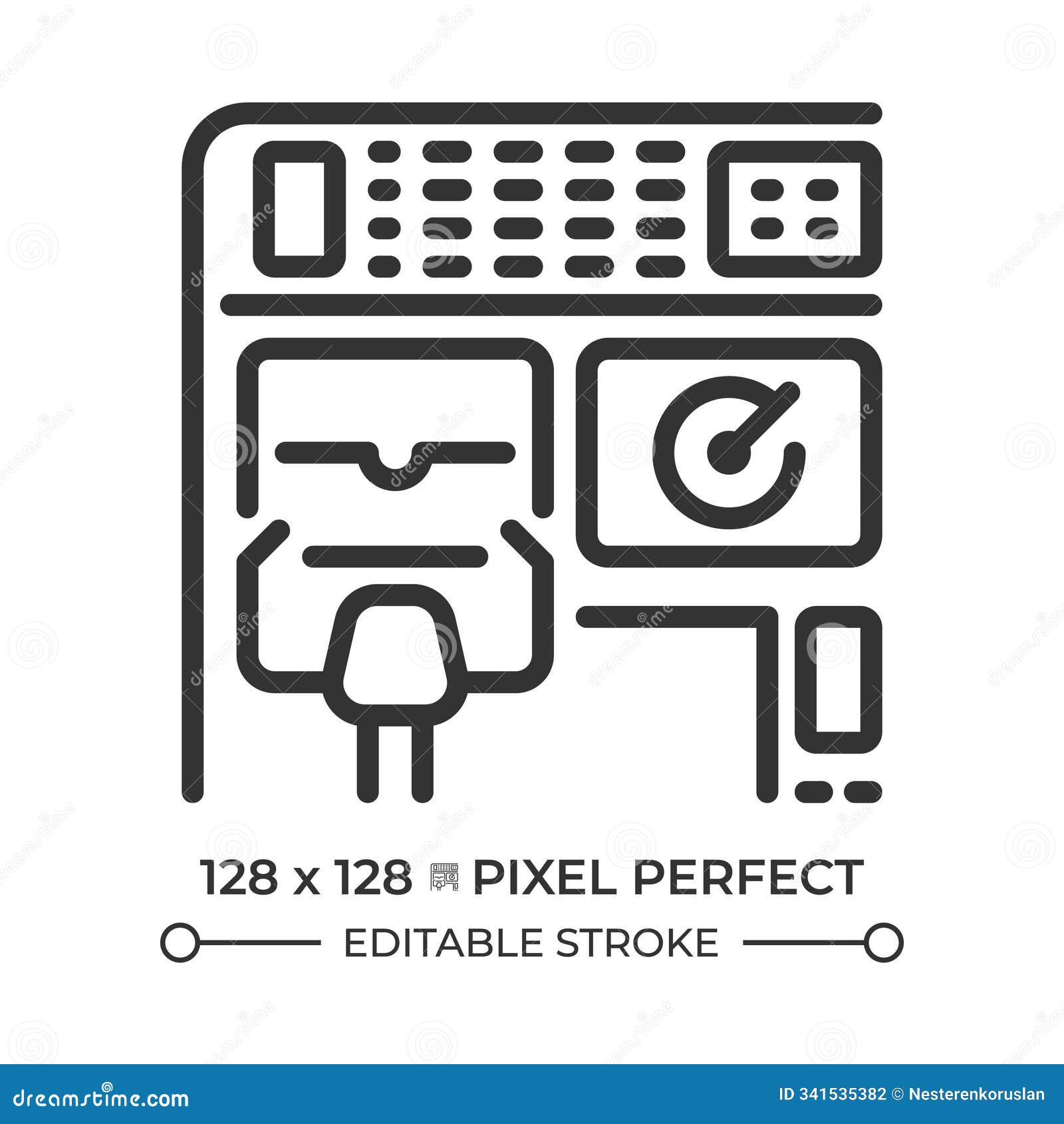 Aircraft Cockpit Linear Icons Set Stock Illustration - Illustration of ...