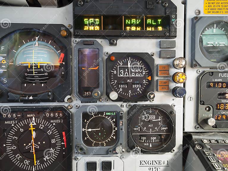 Particular of an Old Airplane Stock Image - Image of autopilot, indoors ...