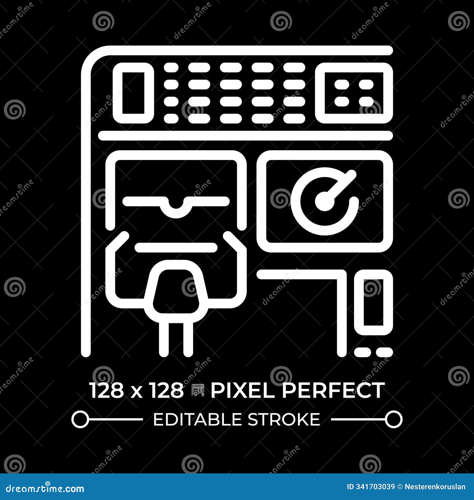 Aircraft Cockpit White Linear Icon for Dark Themes Set Stock ...