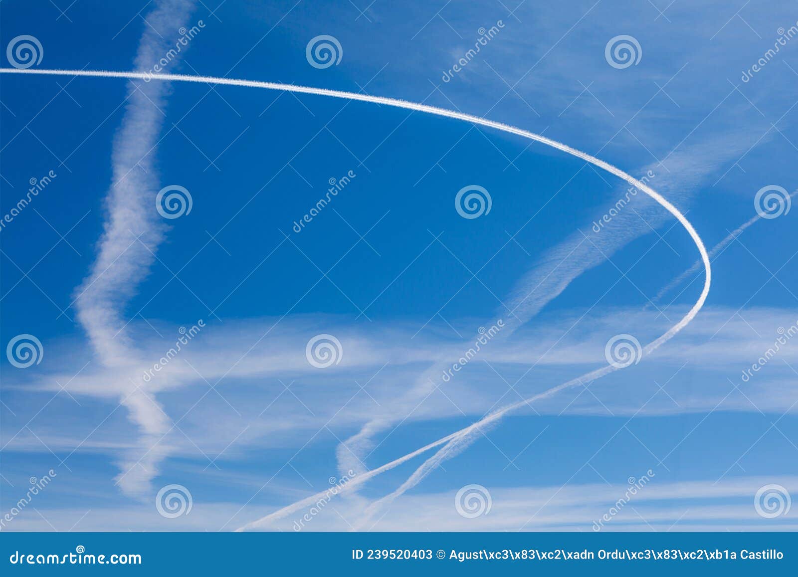 Contrails - White Lines Against the Blue Sky. Stock Image - Image of ...