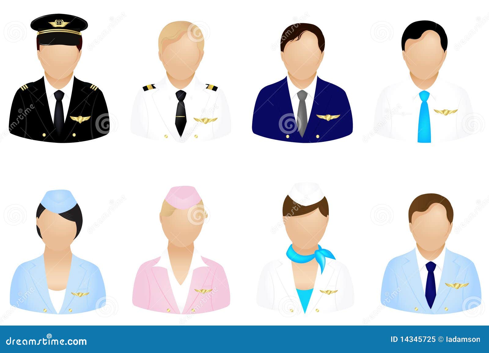 Aircraft Crew Icons. Vector Stock Vector - Illustration of comfort ...