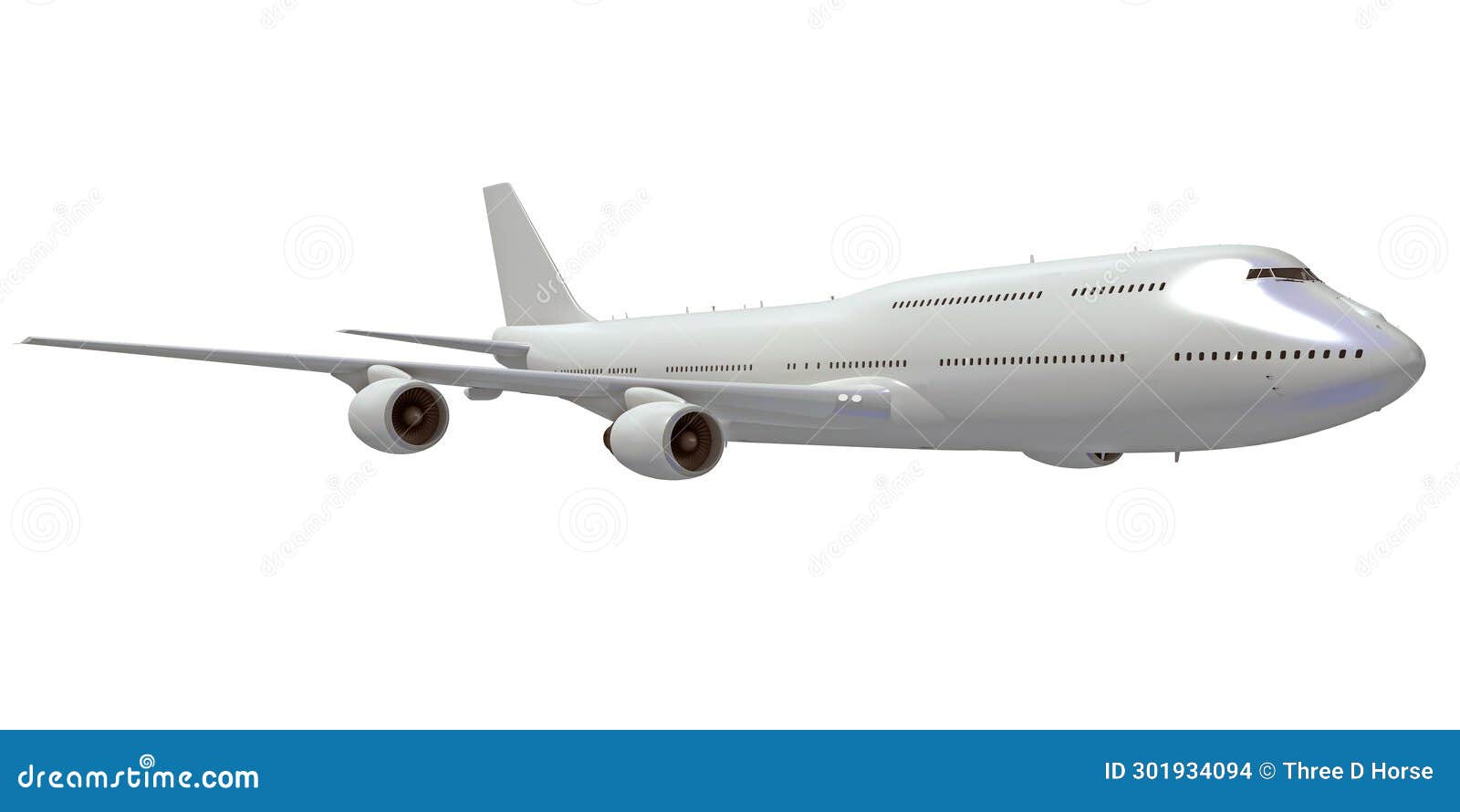 Aircraft 3D Rendering Airplane on White Background Stock Illustration ...