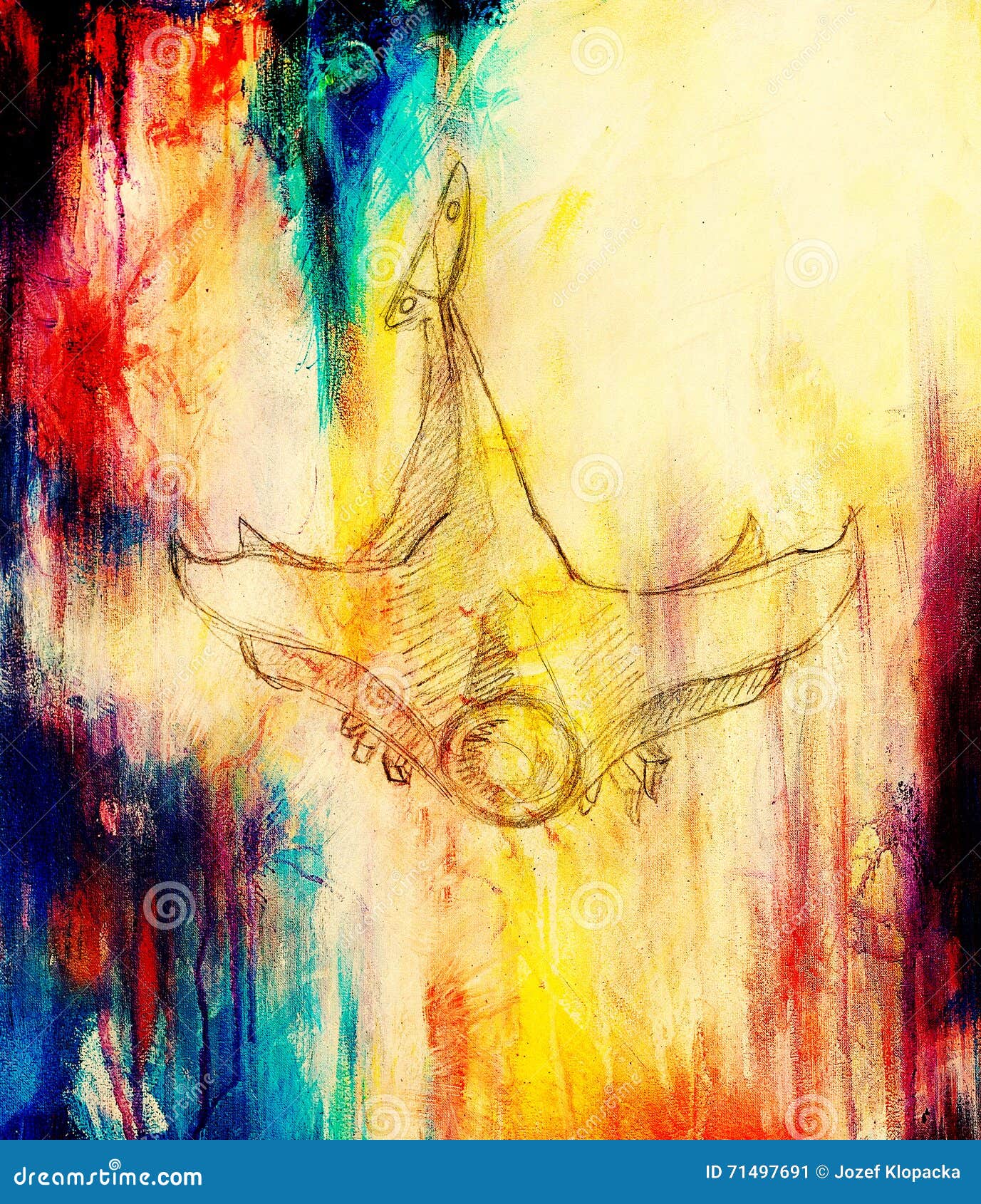 Aircraft Drawing. Original Hand Draw and Computer Collage Stock ...