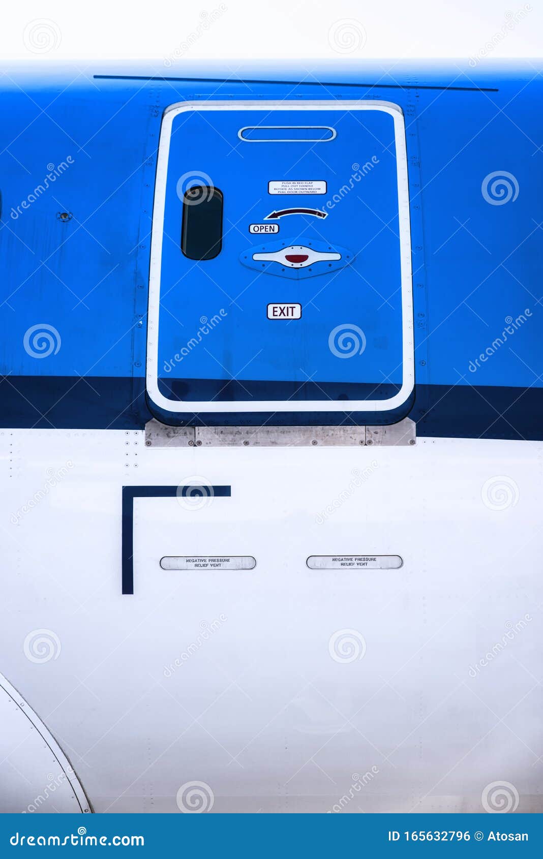 Aircraft Emergency Door stock photo. Image of airliner - 165632796