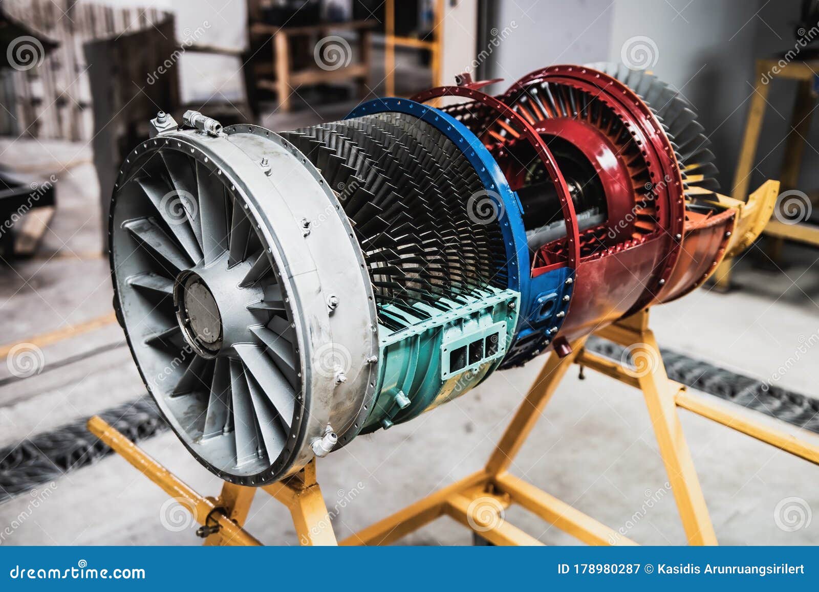 Aircraft Engine Bisect Shows Internal Structure on Display. Stock Image ...