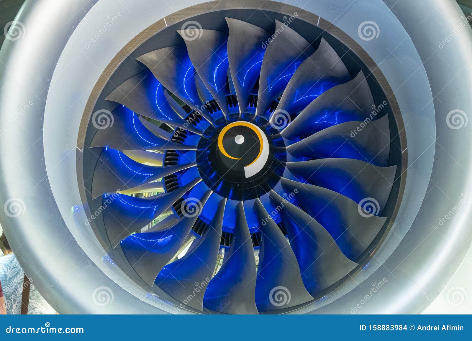 Aircraft Engine Blades Highlighted in Blue Stock Photo - Image of ...