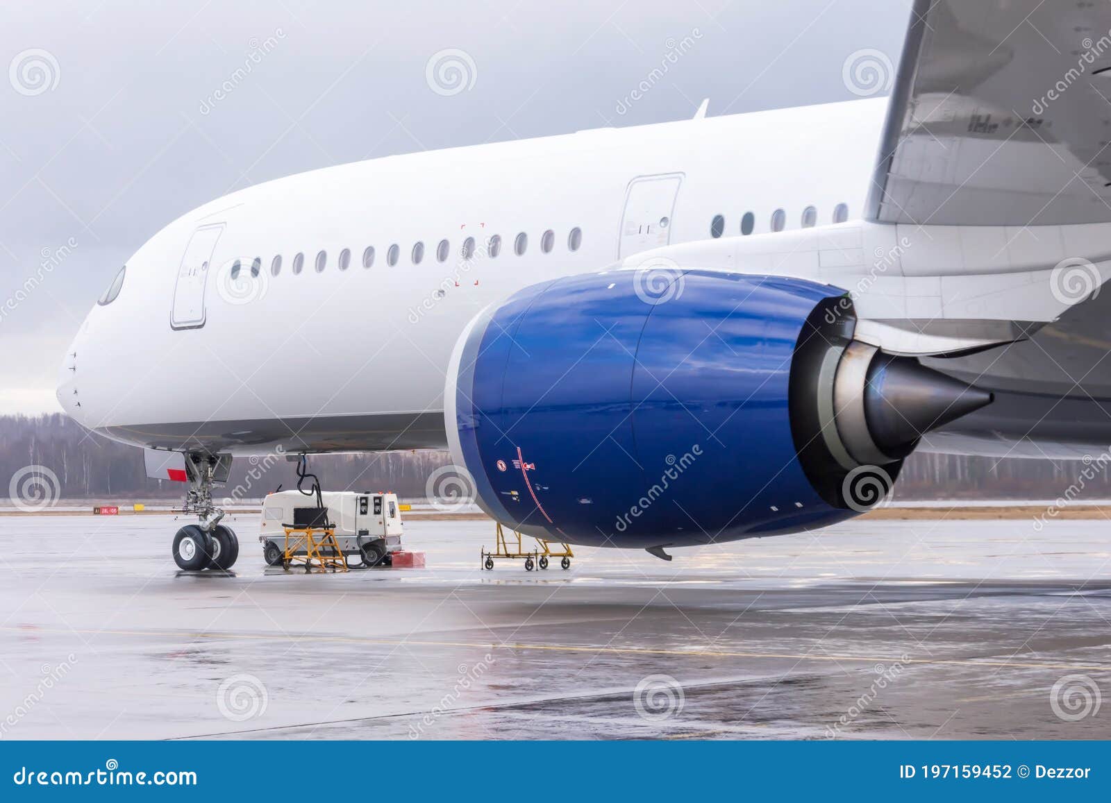 Aircraft Engine and Aircraft Fuselage Nose in Airfield Stock Photo ...