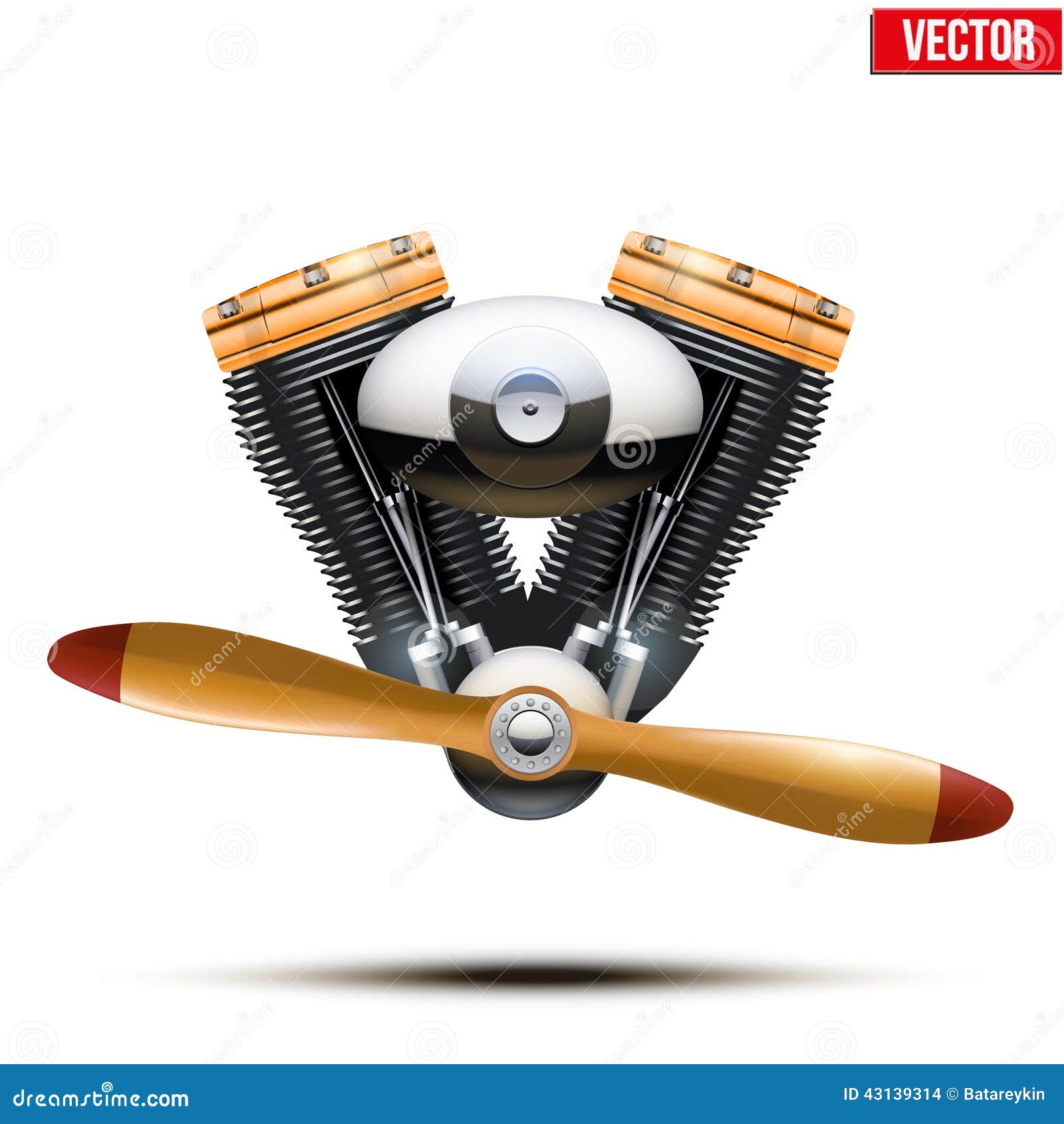 Aircraft Engine with Propeller. Vector Stock Vector - Illustration of ...