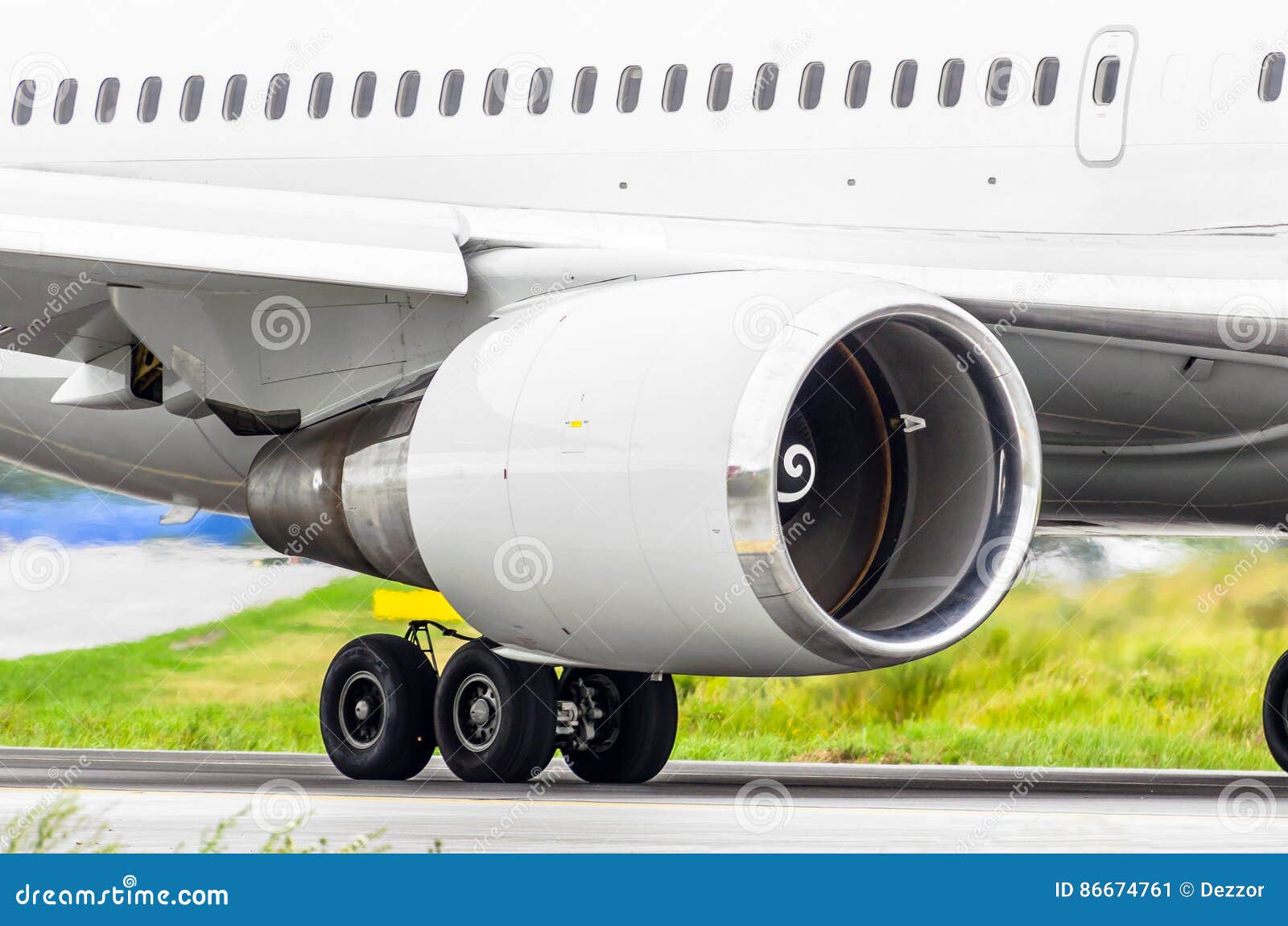 Aircraft Engine on the Runway before Take-off at the Airport Stock ...