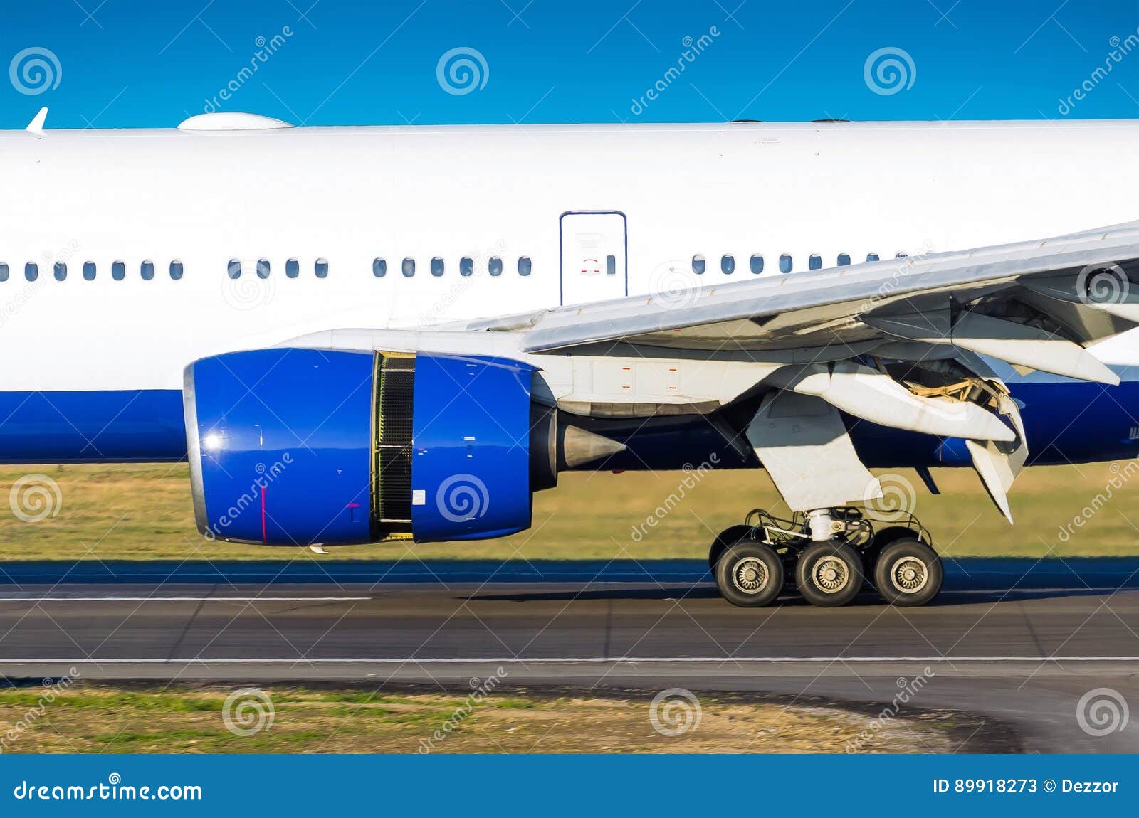 Aircraft Engine on the Runway before Take-off at the Airport Stock ...
